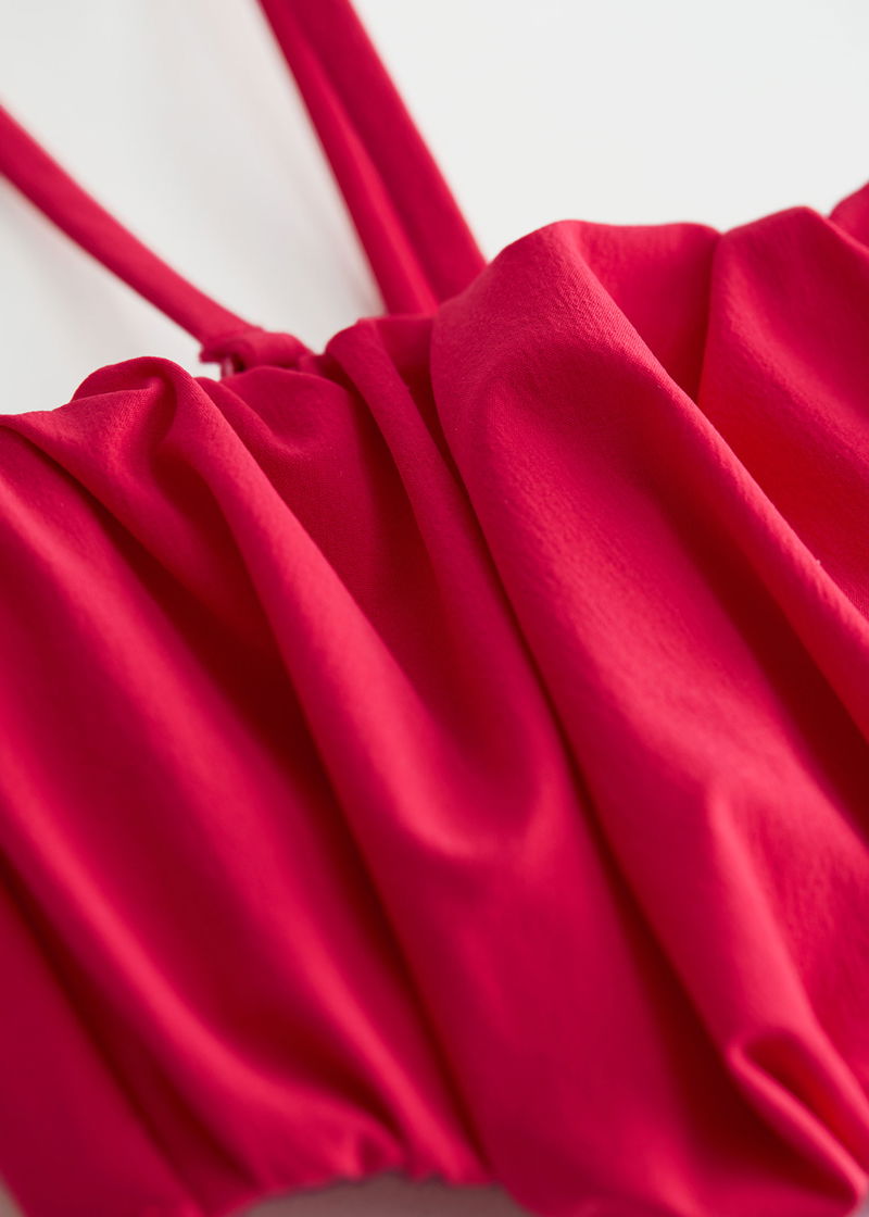 And Other Stories Shirred Bandeau Bikini Top In Red Endource