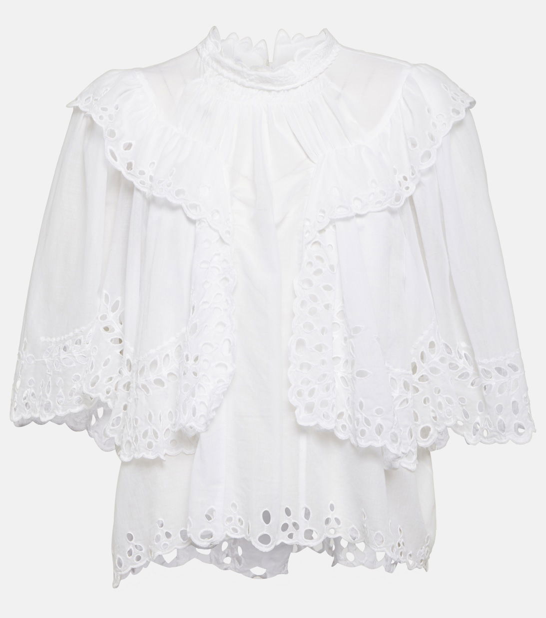 ISABEL MARANT ÉTOILE Katia Embroidered Cotton Blouse in White | endource