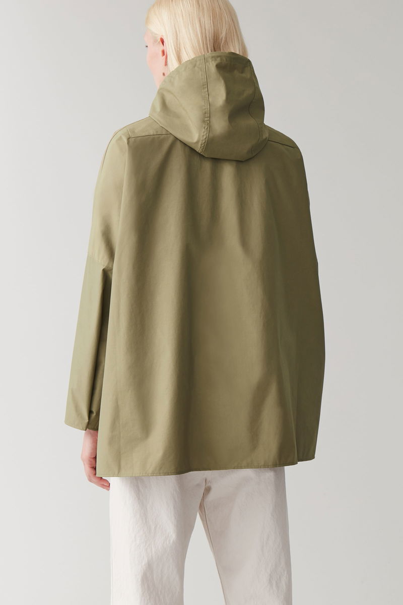 COS Light Packable Raincoat in Khaki Green | endource