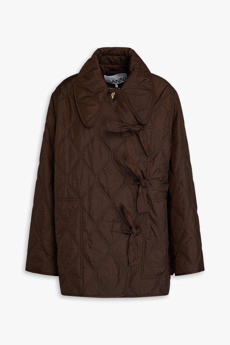 GANNI Quilted Ripstop Jacket in Brown | Endource