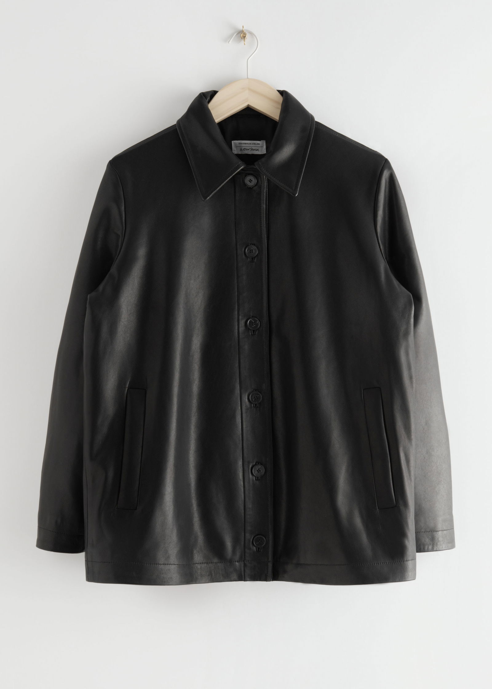 & OTHER STORIES Padded Leather Jacket in Black | endource