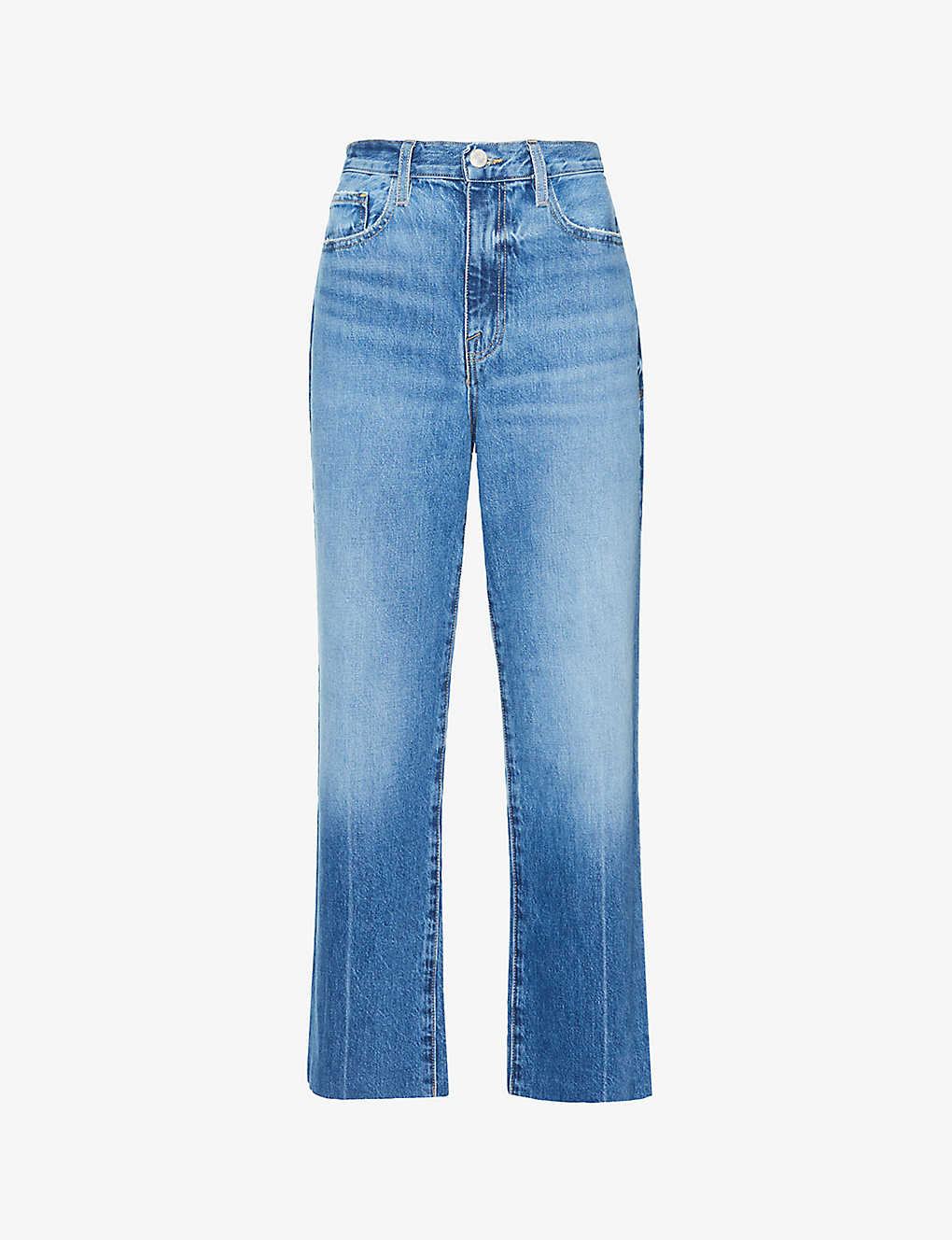 FRAME Le Jane Crop Raw-Hem Straight-Leg Jeans in Del Amo Grind | Endource