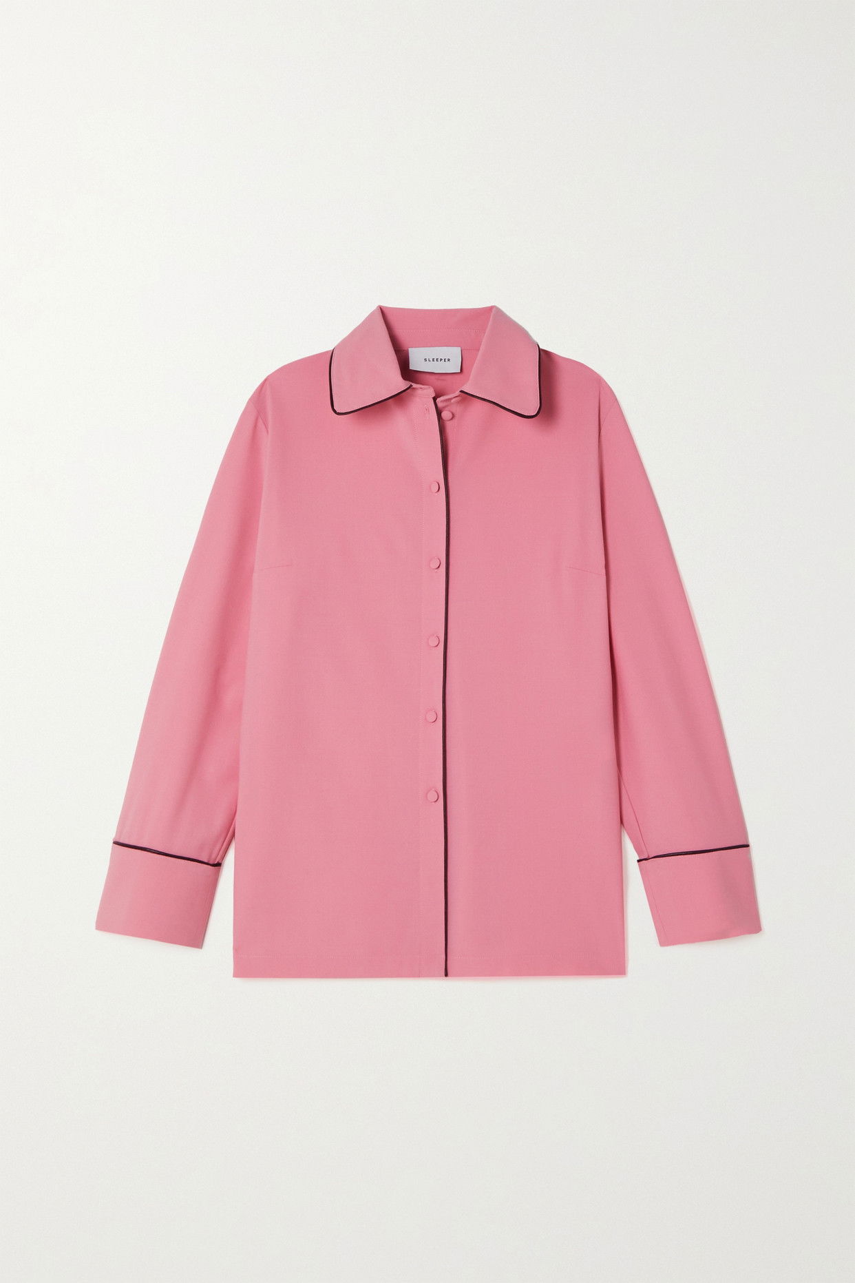 SLEEPER Off The Duty Piped Crepe Pajama Shirt in Pink | Endource