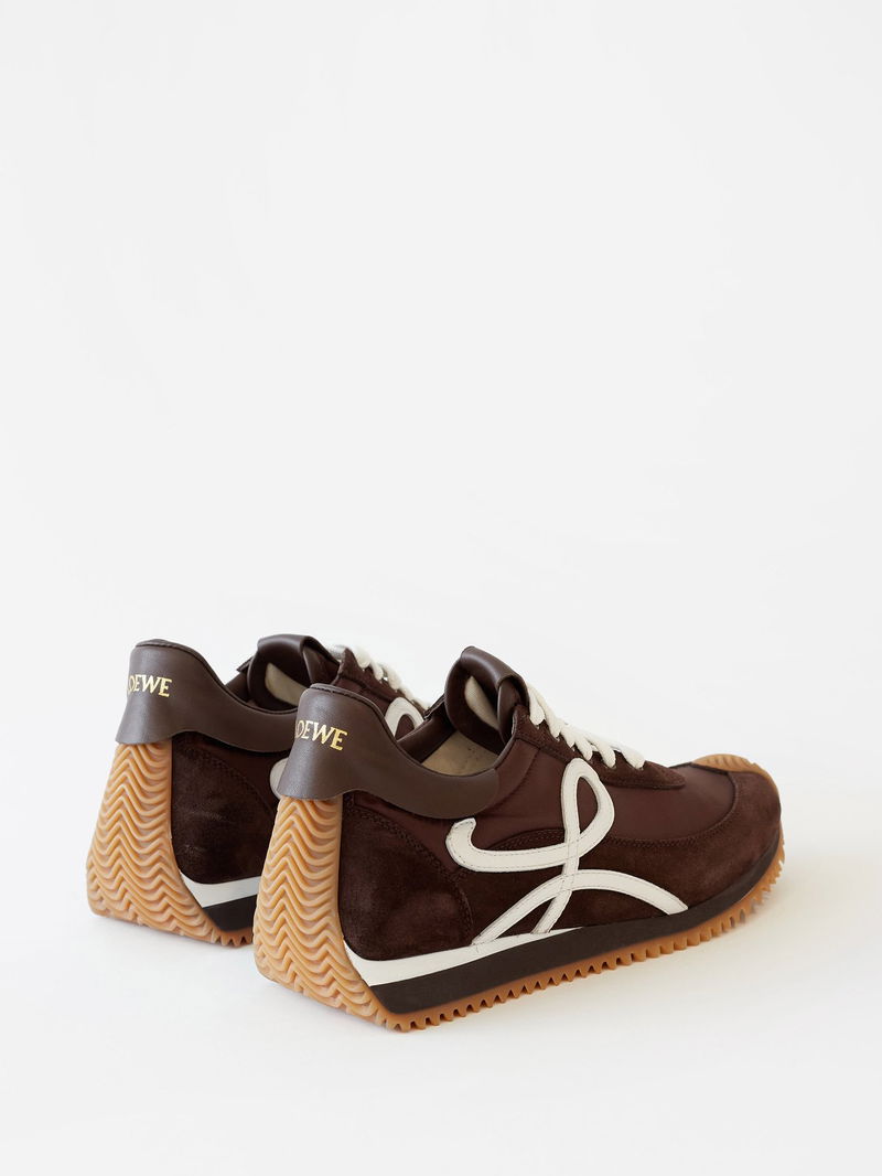LOEWE Flow Runner Nylon And Suede Trainers in Brown | Endource