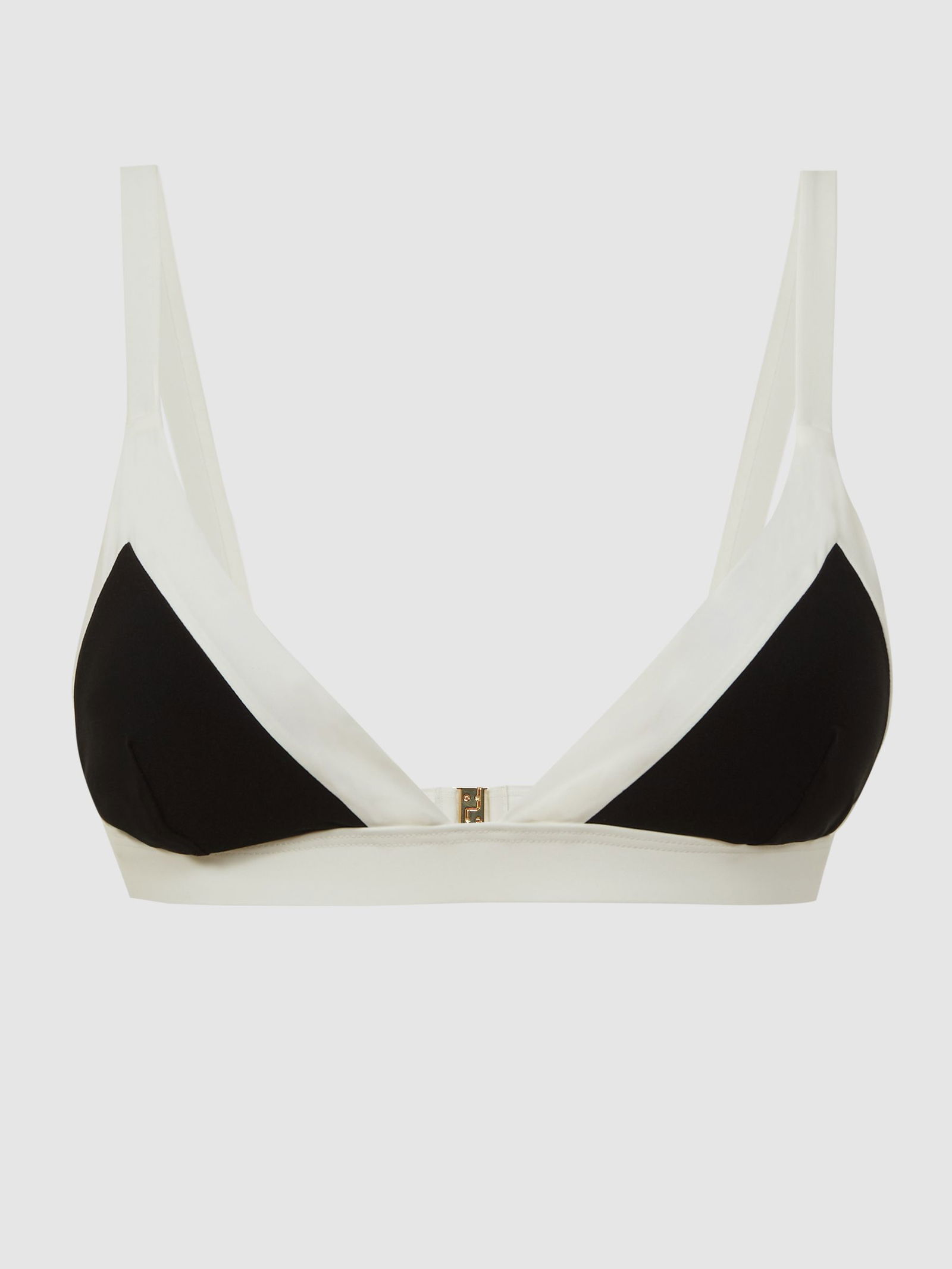 Reiss Aurora Contrast Trim Bikini Top In Black White Endource
