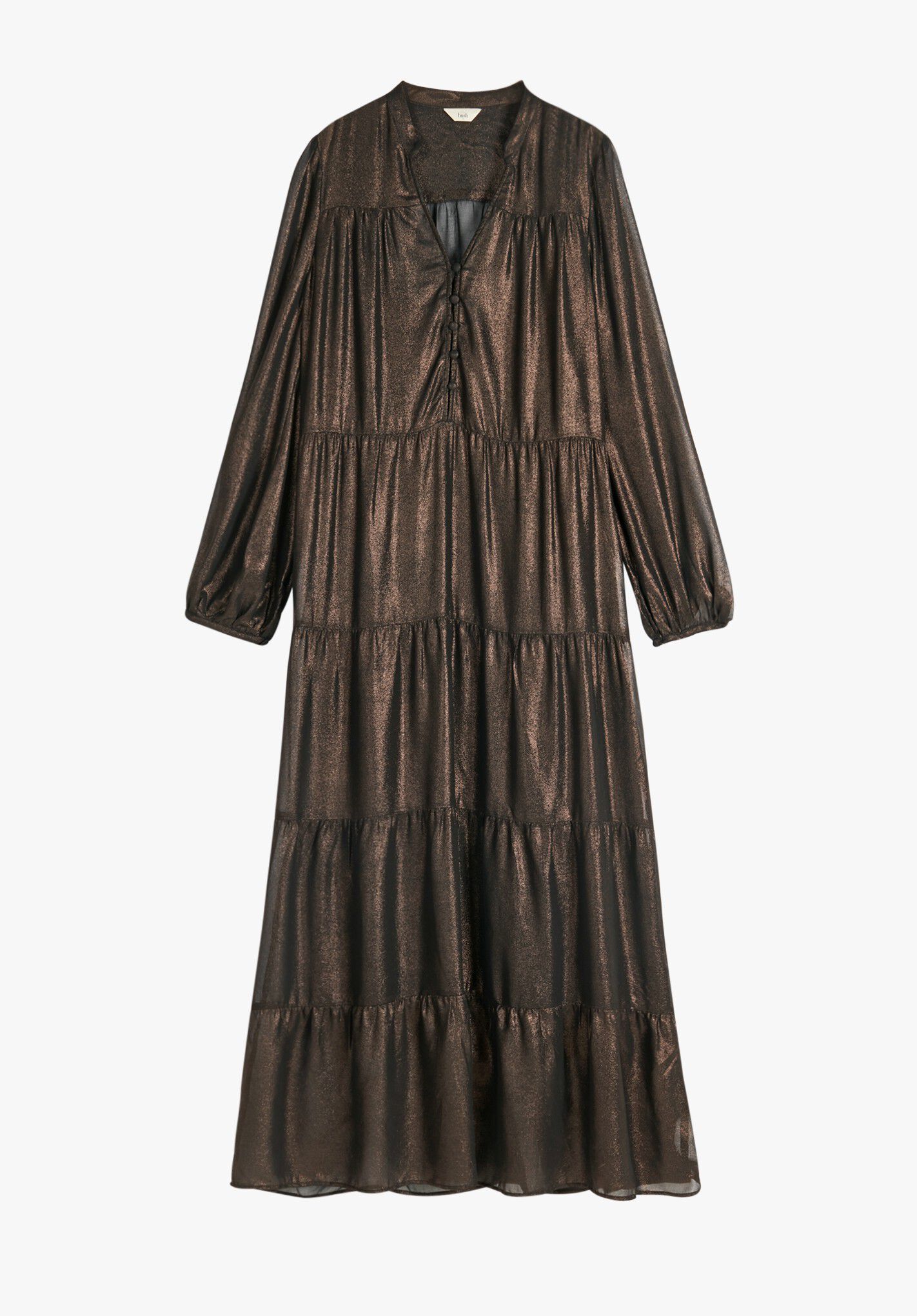 HUSH Metallic Abelia Dress in Bronze | Endource