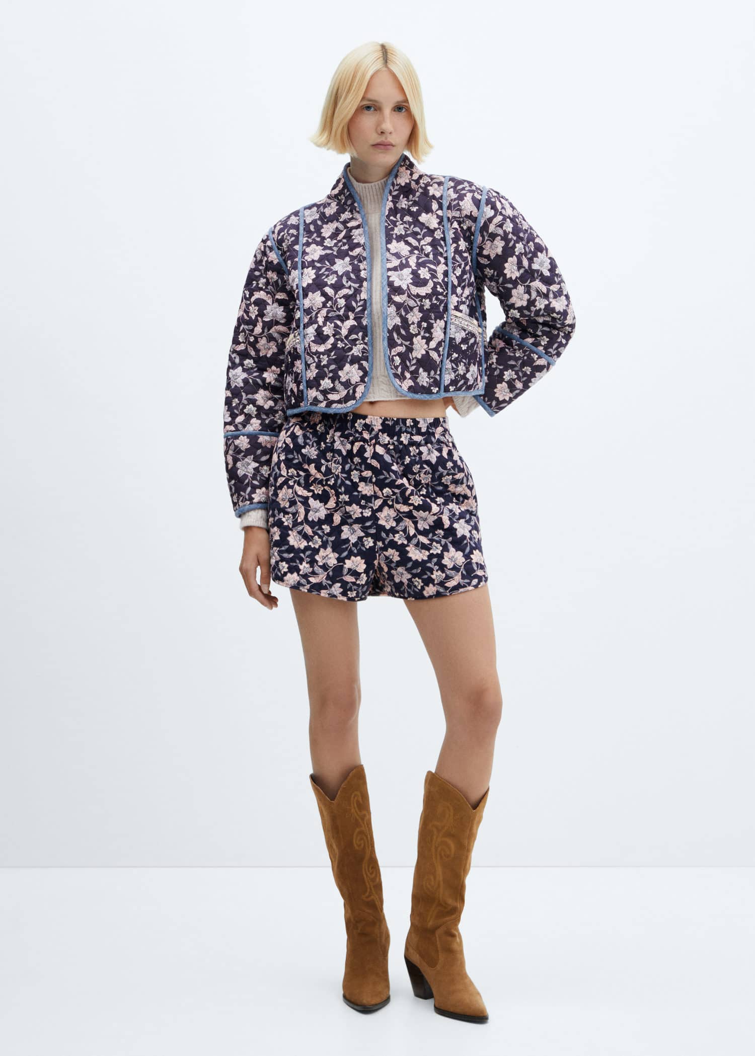 MANGO Quilted Reversible Jacket in Navy | endource