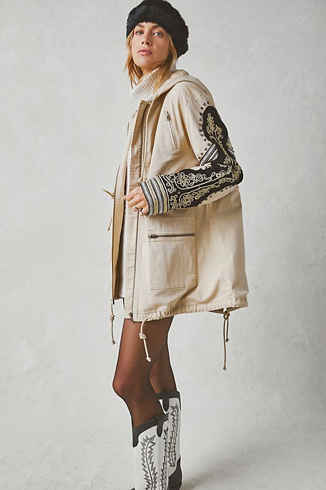 FREE PEOPLE We The Free - Embellished Military Jacket in Nomadic Desert ...