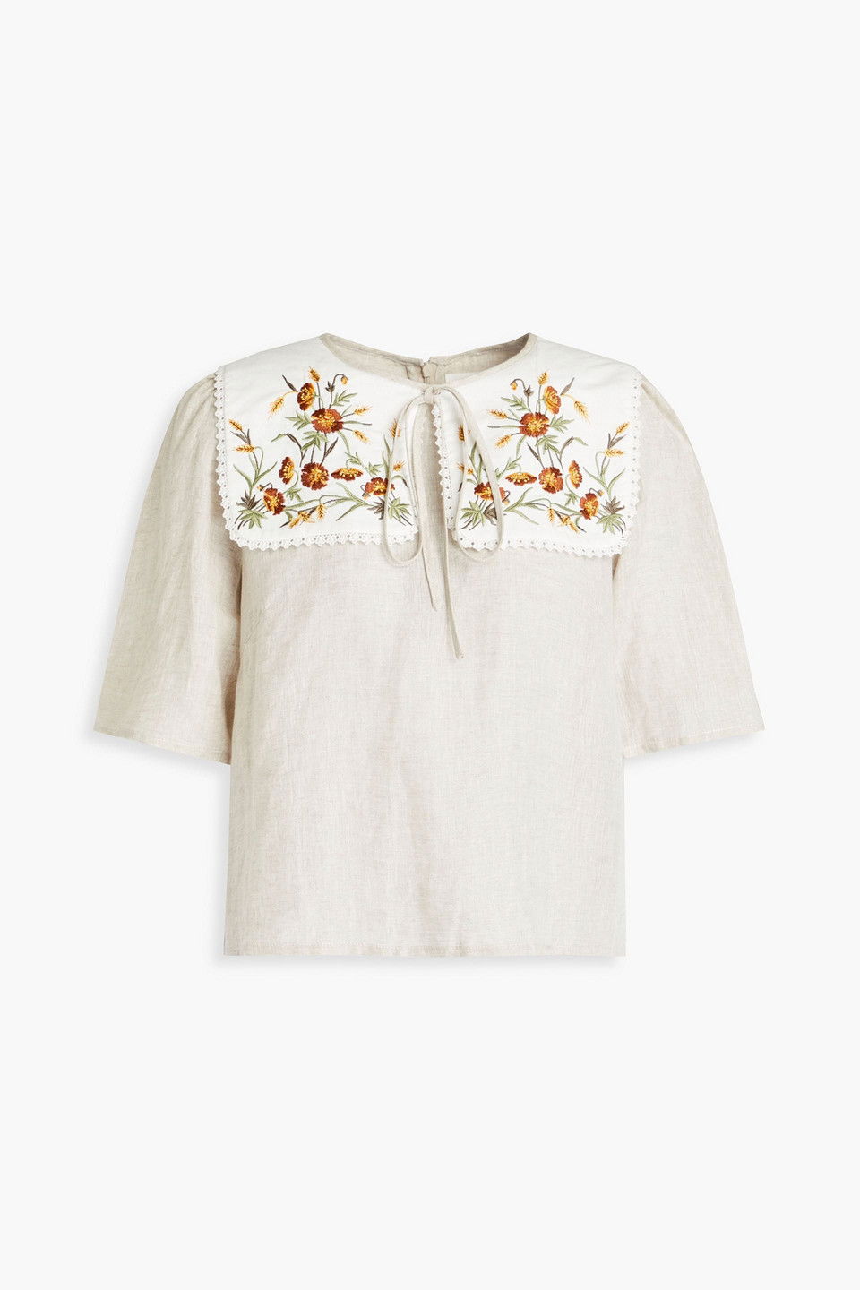 MEADOWS Embroidered Linen Blouse in Neutral | endource