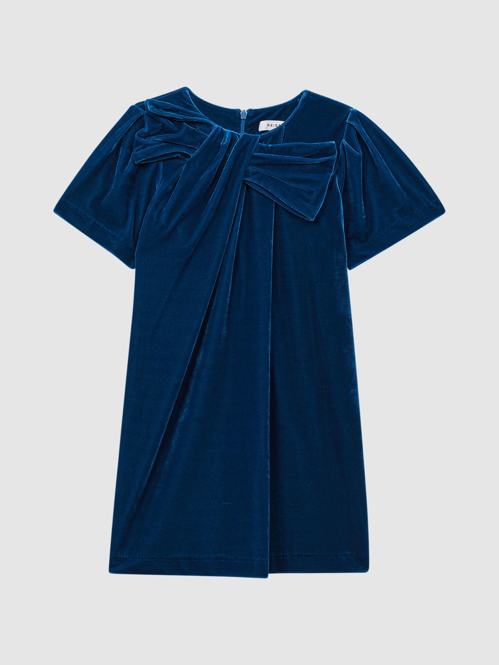 Reiss Frankie Velvet Bow Dress In Teal Endource