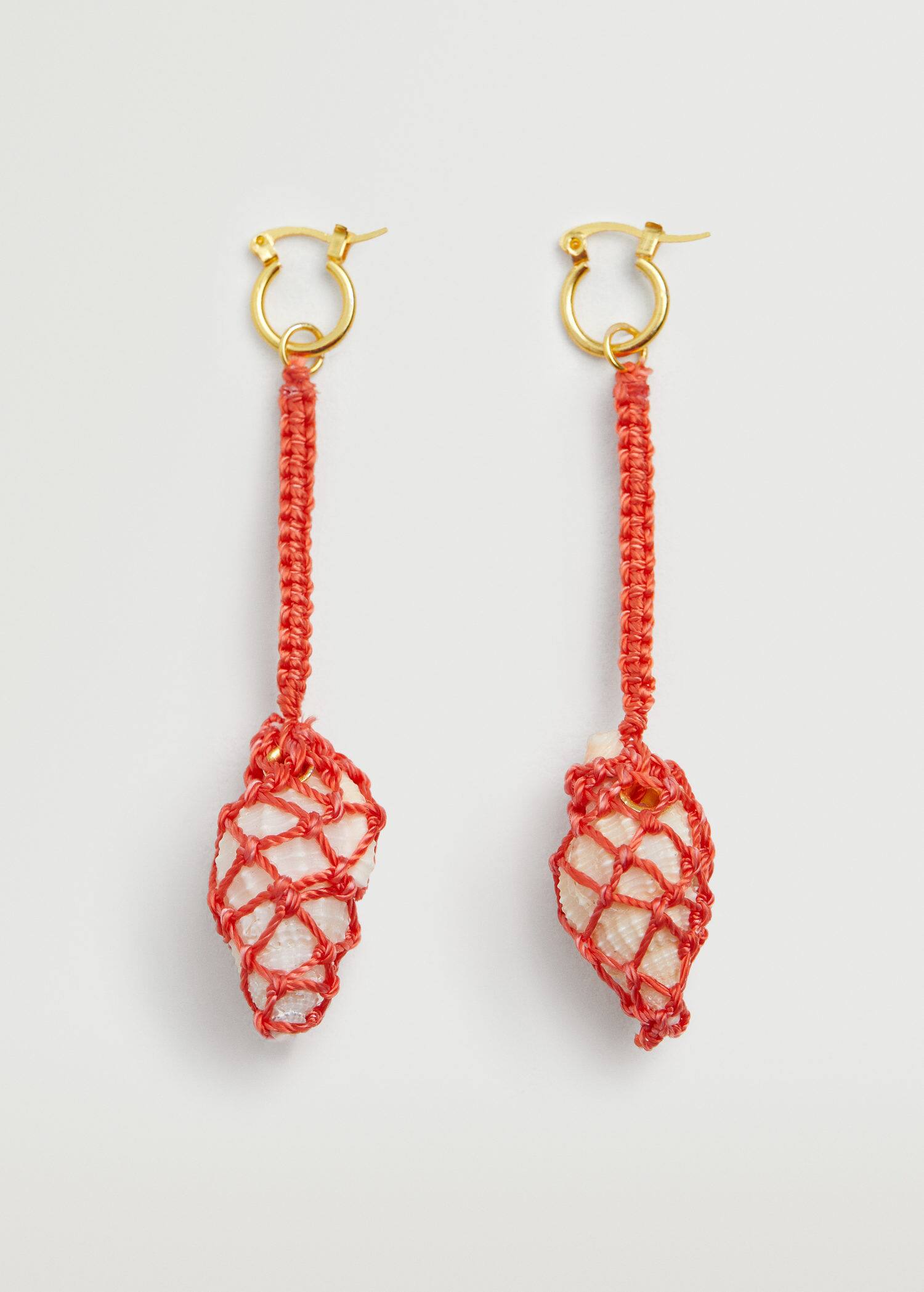 MANGO Shell Pendant Earrings in Gold | endource