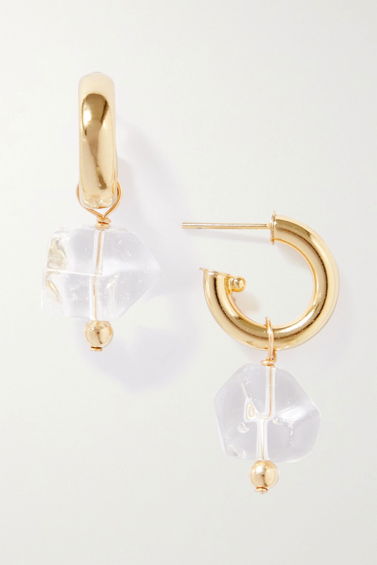 ÉLIOU Clive Gold-Plated Crystal Hoop Earrings in Neutrals | endource
