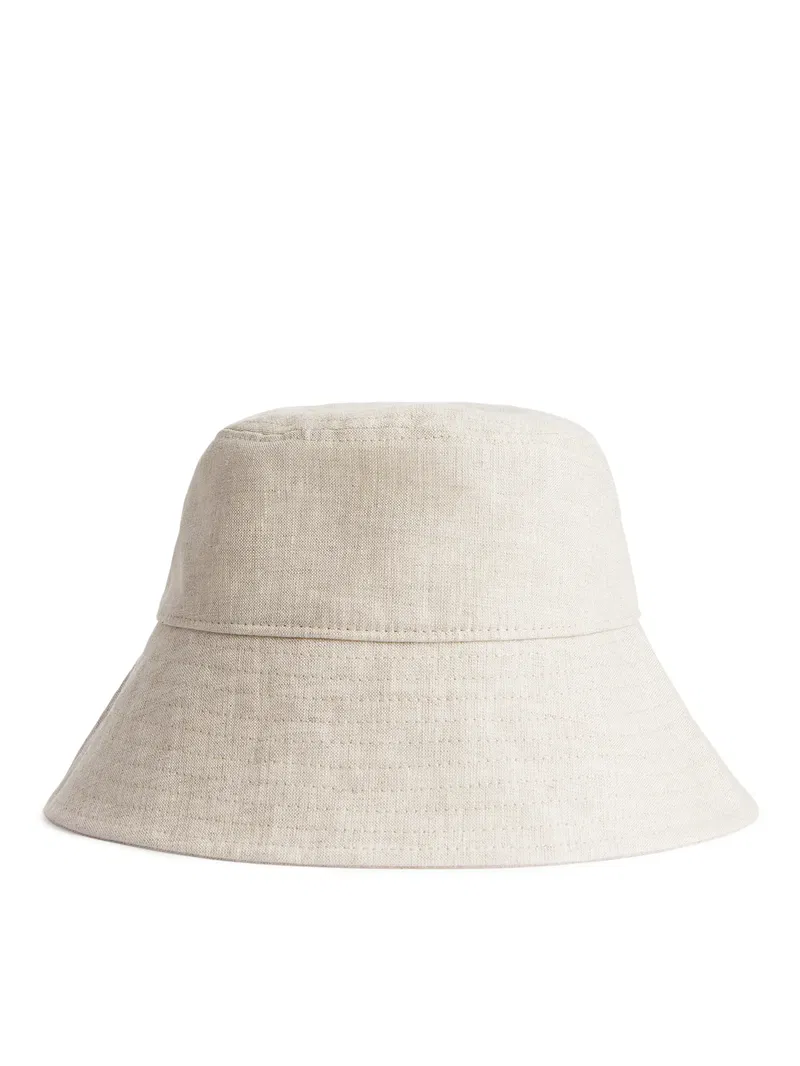 ARKET Linen Bucket Hat in Beige | Endource