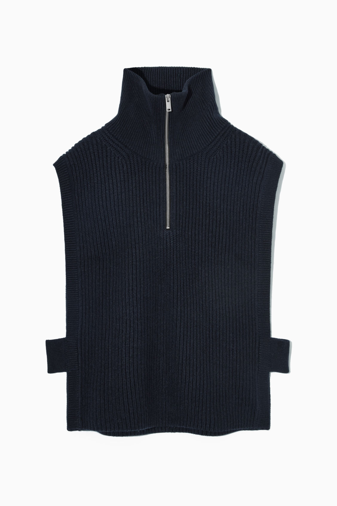 COS Zip-Front Knitted Hybrid Vest in NAVY | endource