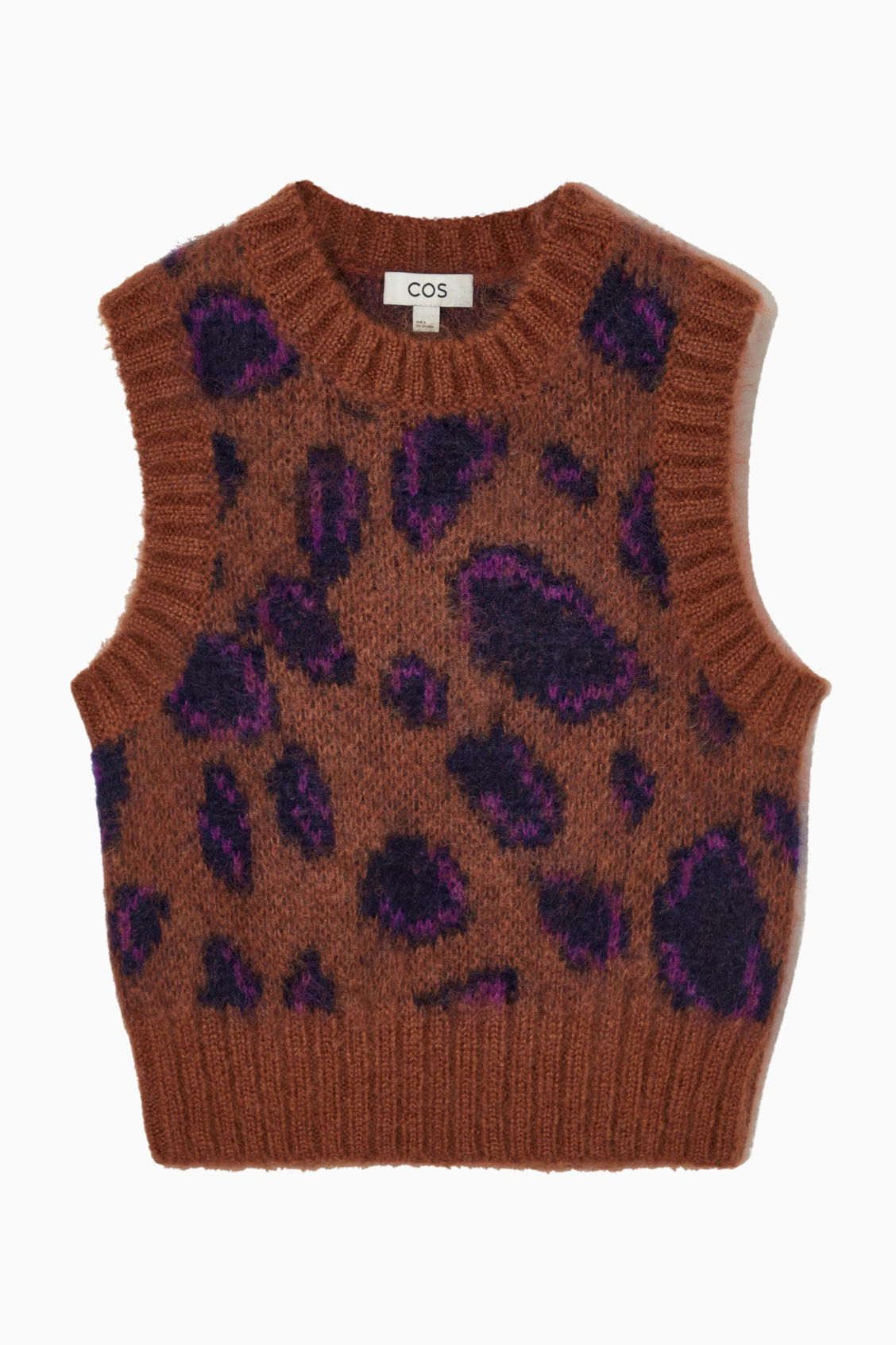 COS Jacquard Mohair Vest in BROWN / PURPLE | endource