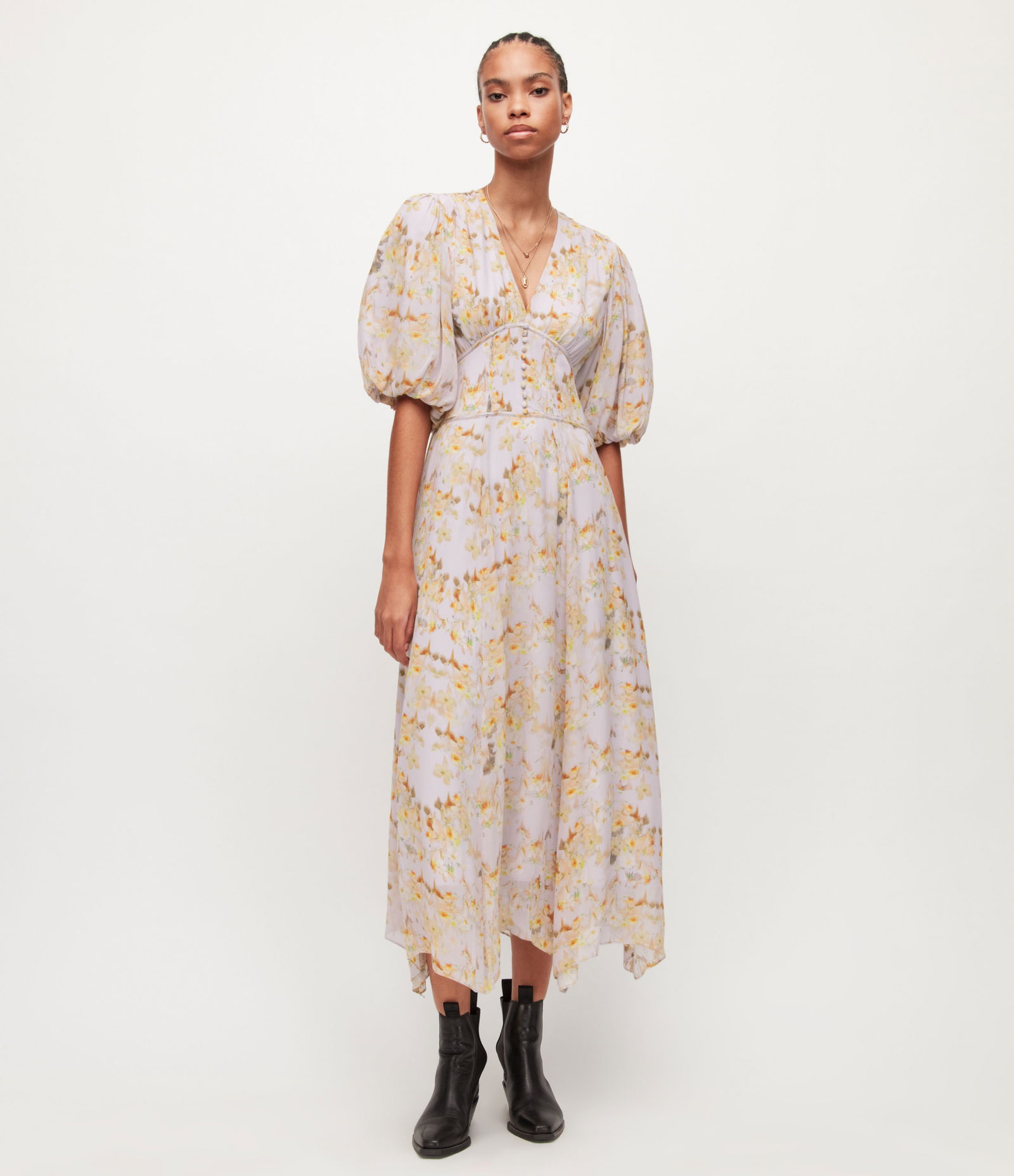 ALLSAINTS Aspen Momo Dress in Yellow | endource