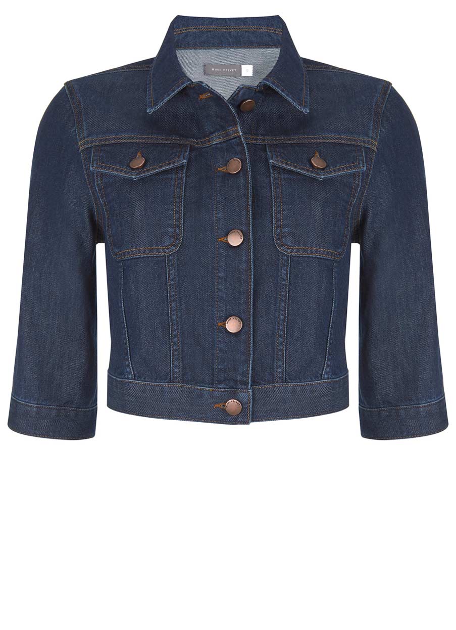 MINT VELVET Indigo Cropped Denim Jacket | Endource