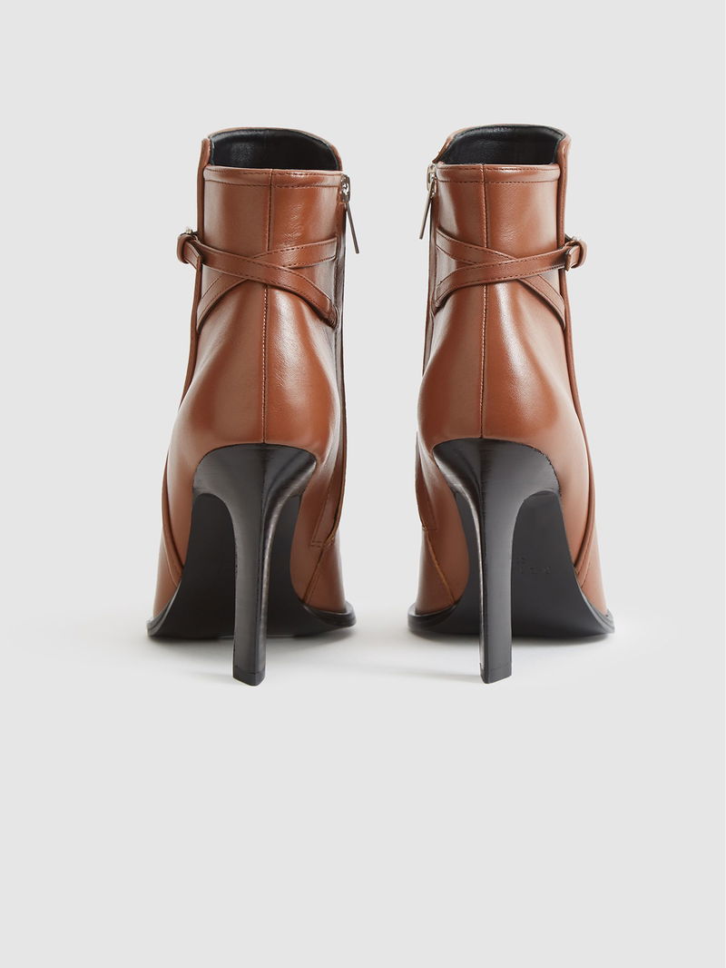 REISS Ada Leather Point-toe Ankle Boots in Black | endource