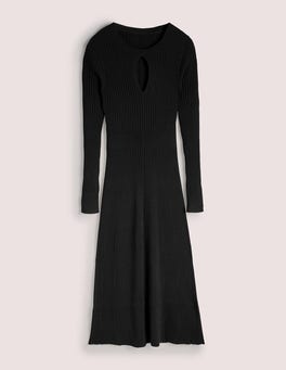 BODEN Ribbed Cut Out Dress in Black | endource