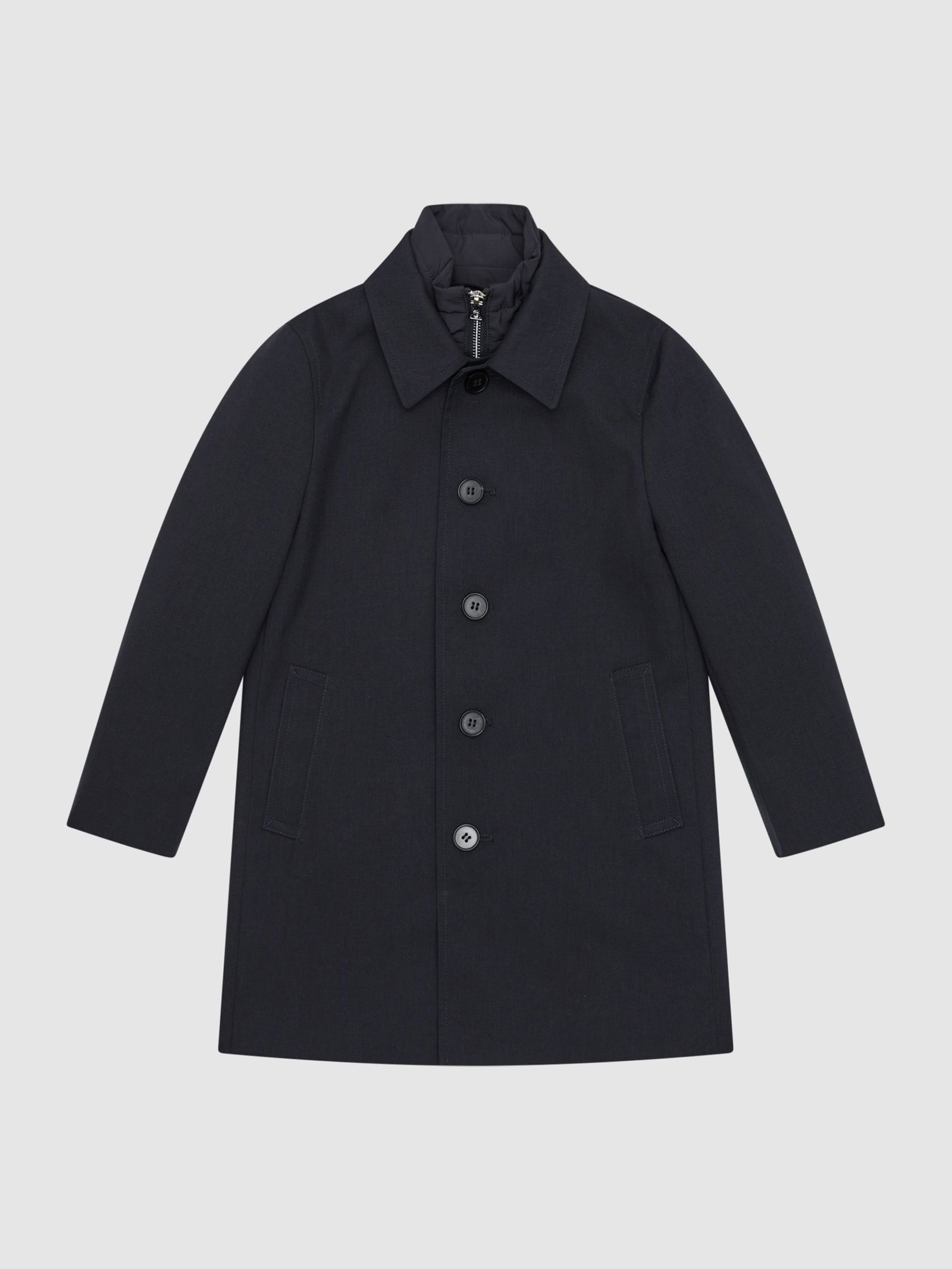 REISS Perrin Mac With Funnel-Neck Insert Coats in Navy | endource