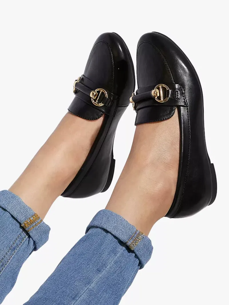 DUNE Kids' Geegee Snaffle Trim Loafer School Shoes in Black | Endource