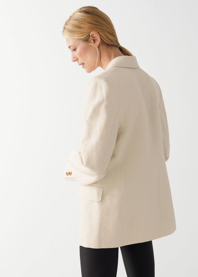 & OTHER STORIES Boxy Linen Blend Blazer in Beige | Endource