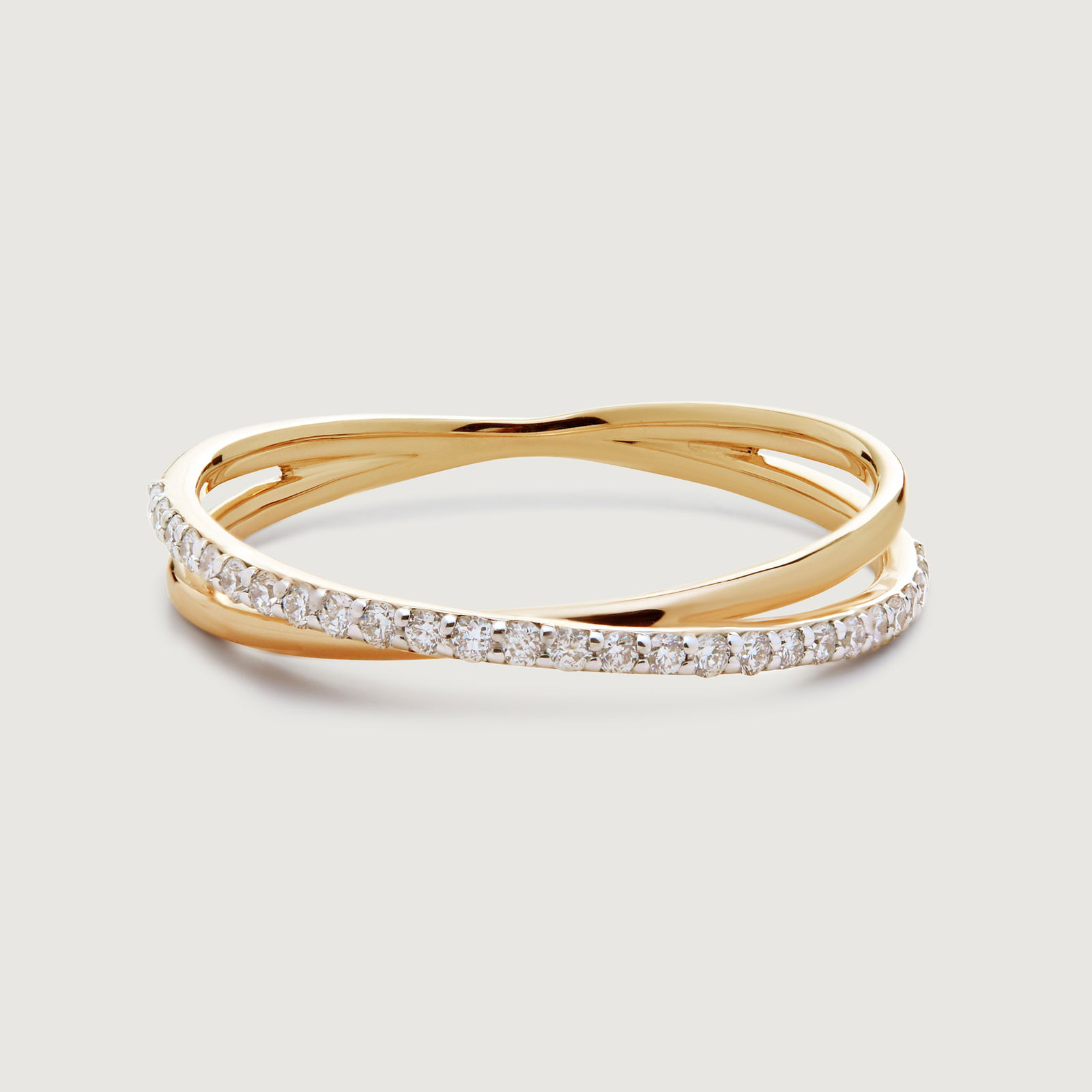 MONICA VINADER Lab Grown Diamond Crossover Ring in 14k Solid Gold ...