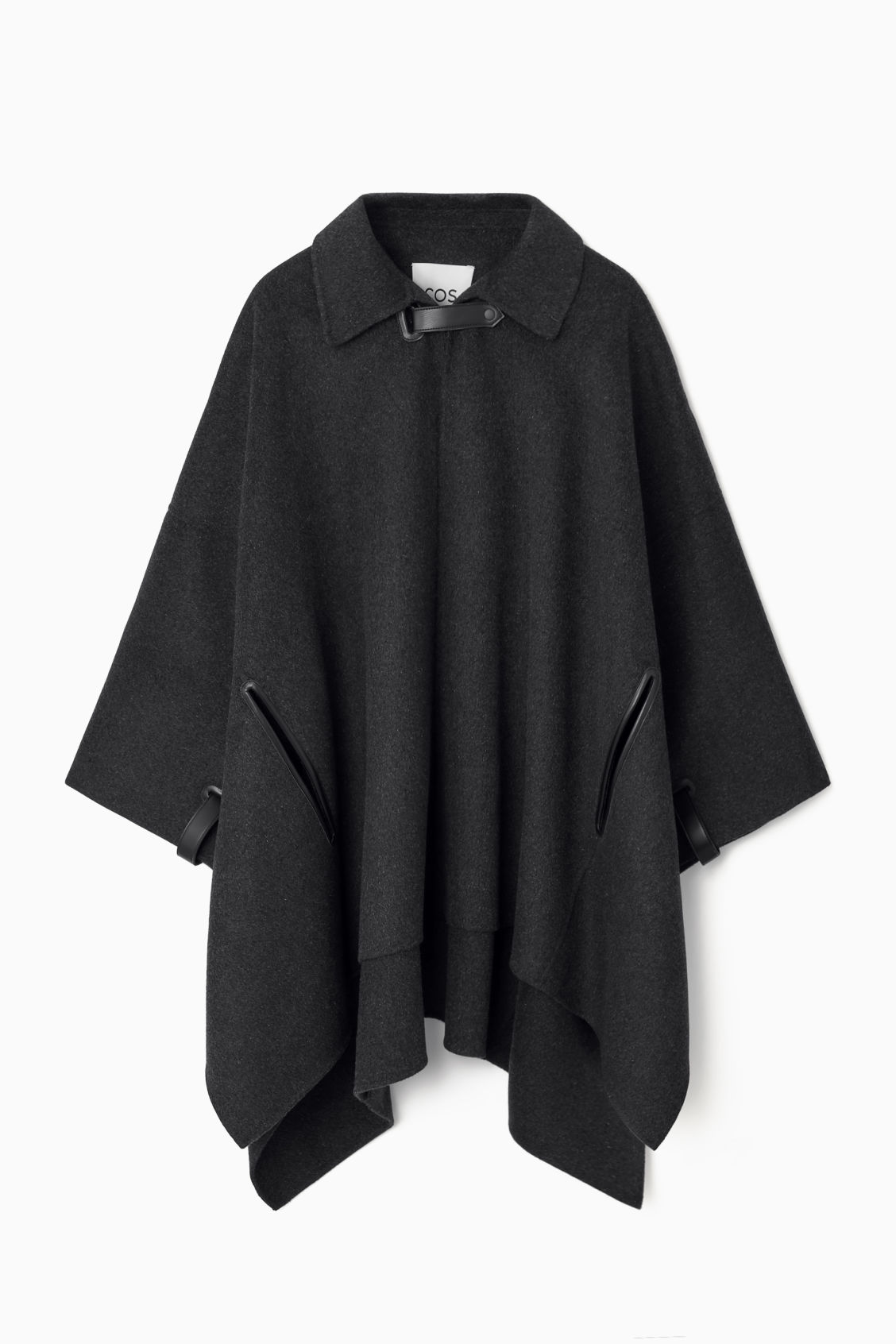 COS Double-Faced Wool Cape in DARK GREY | endource