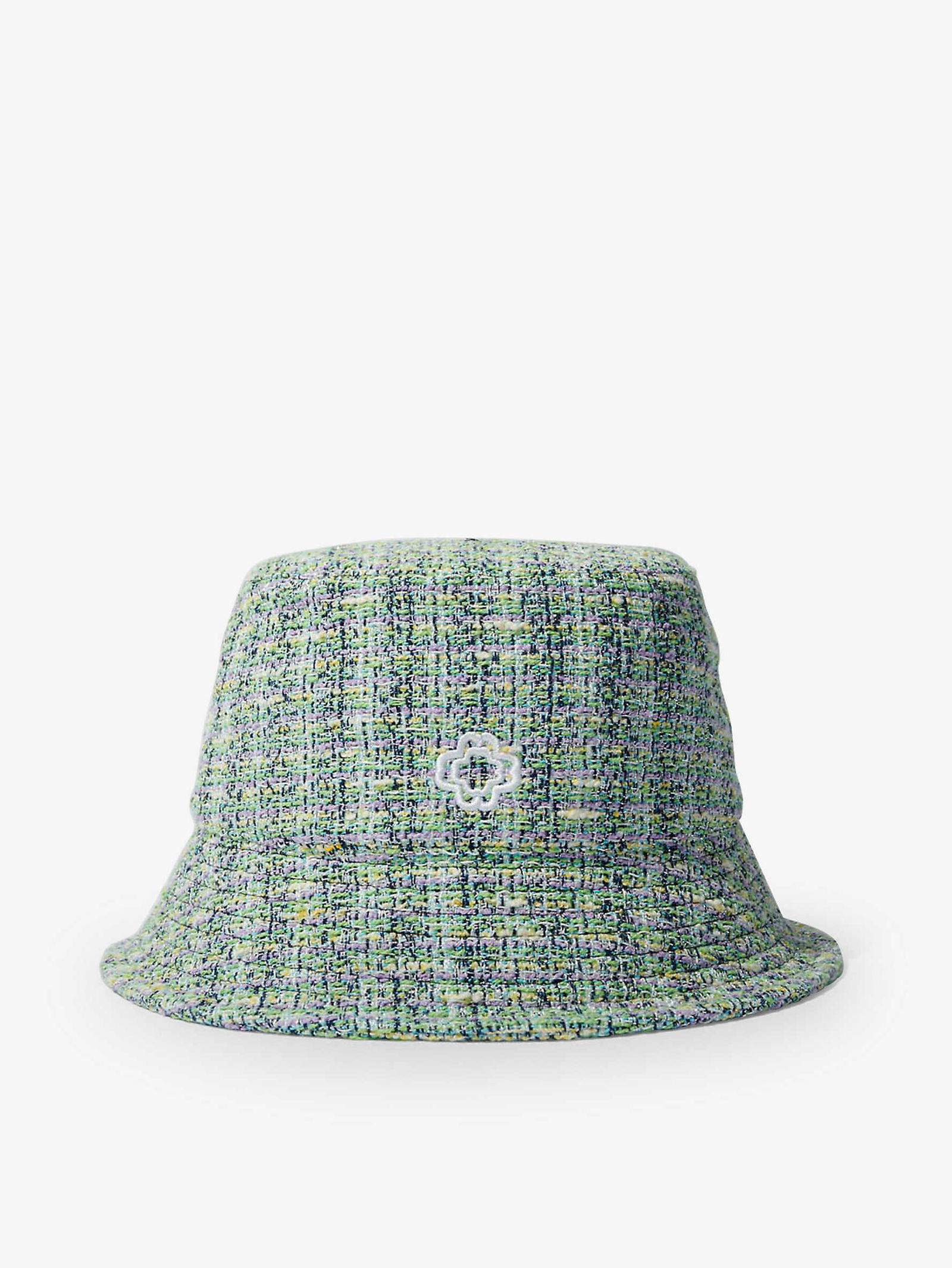 MAJE Logo-Embroidered Tweed Bucket Hat in MULTICOLOR | endource