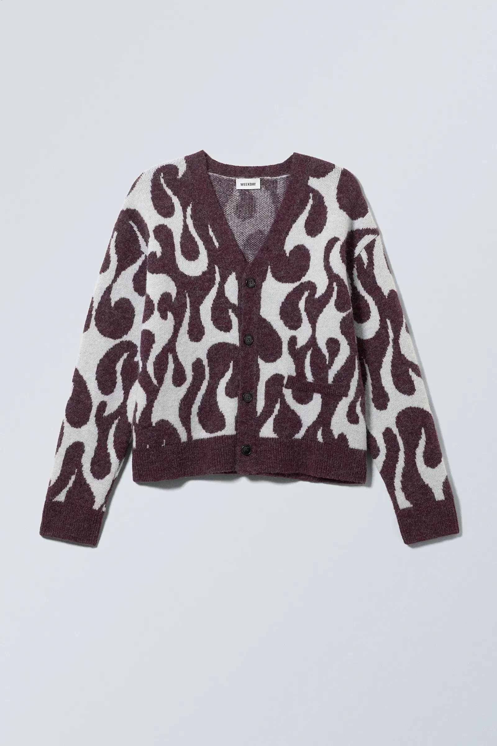 WEEKDAY Jonas Regular Cardigan in Black & Blue Organic Flames | Endource