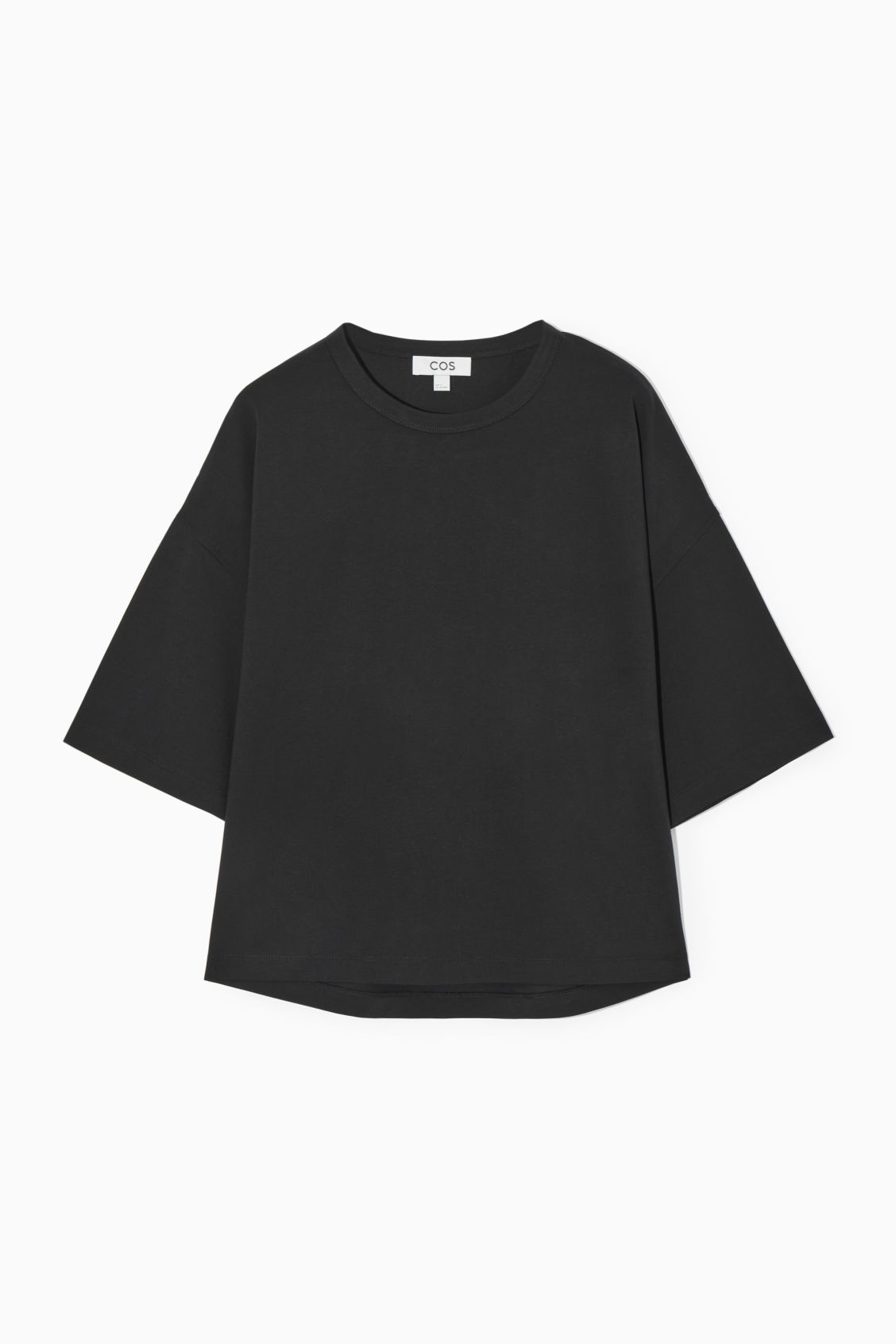 COS Boxy-Fit Curved-Hem T-Shirt in BLACK | Endource
