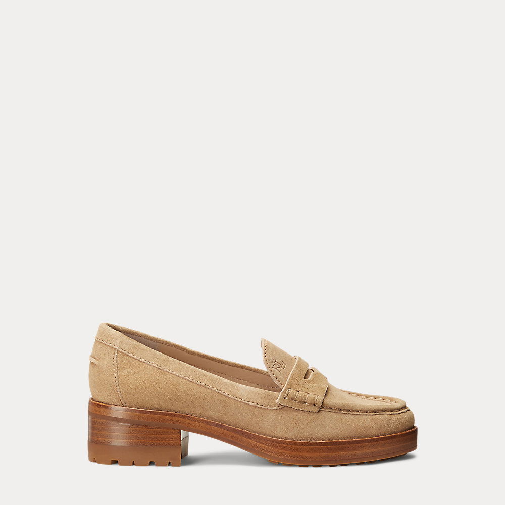 LAUREN RALPH LAUREN Wren Suede Penny Loafer in Brown | endource