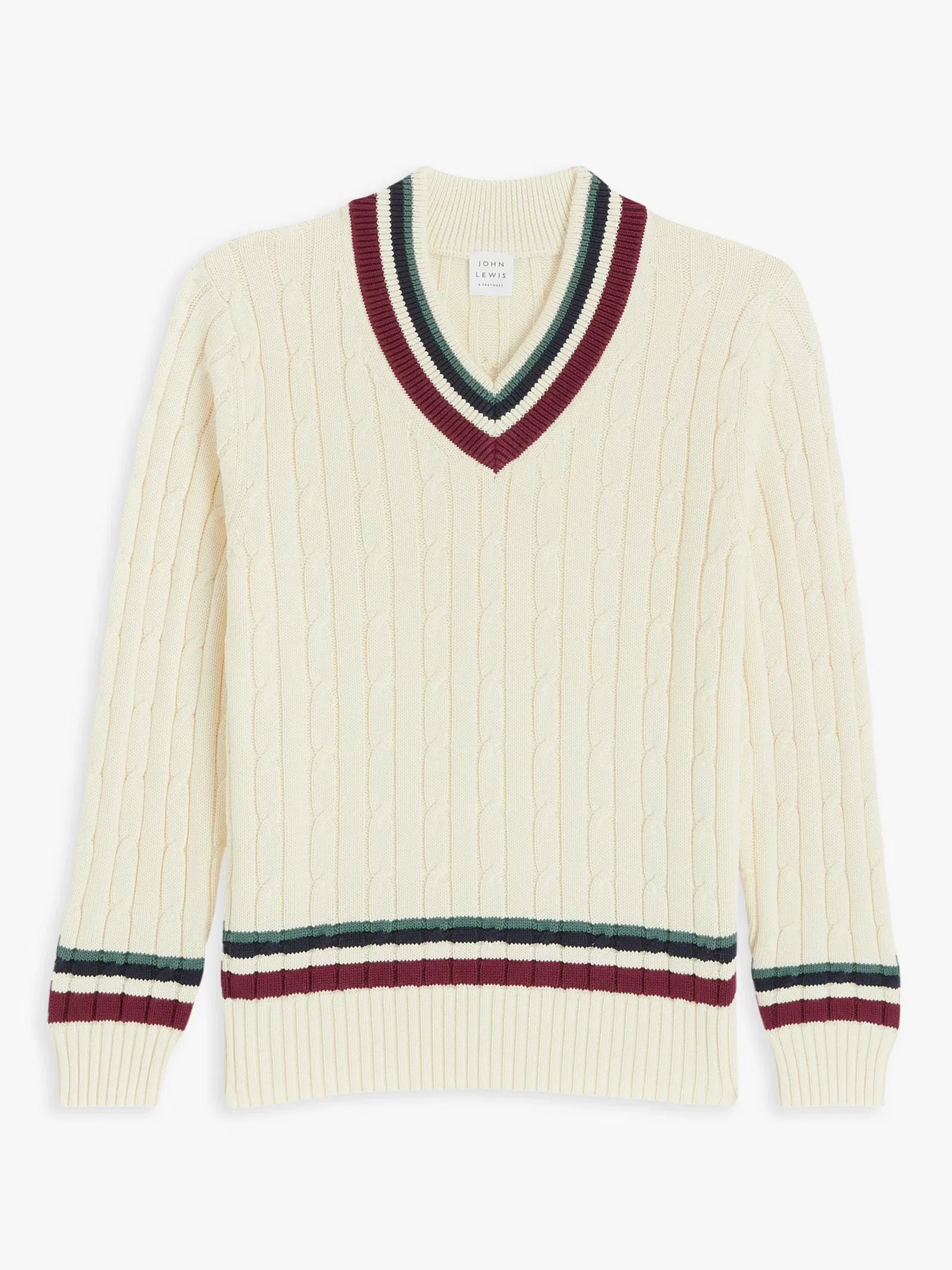 JOHN LEWIS Cotton Cricket Jumper in White | endource