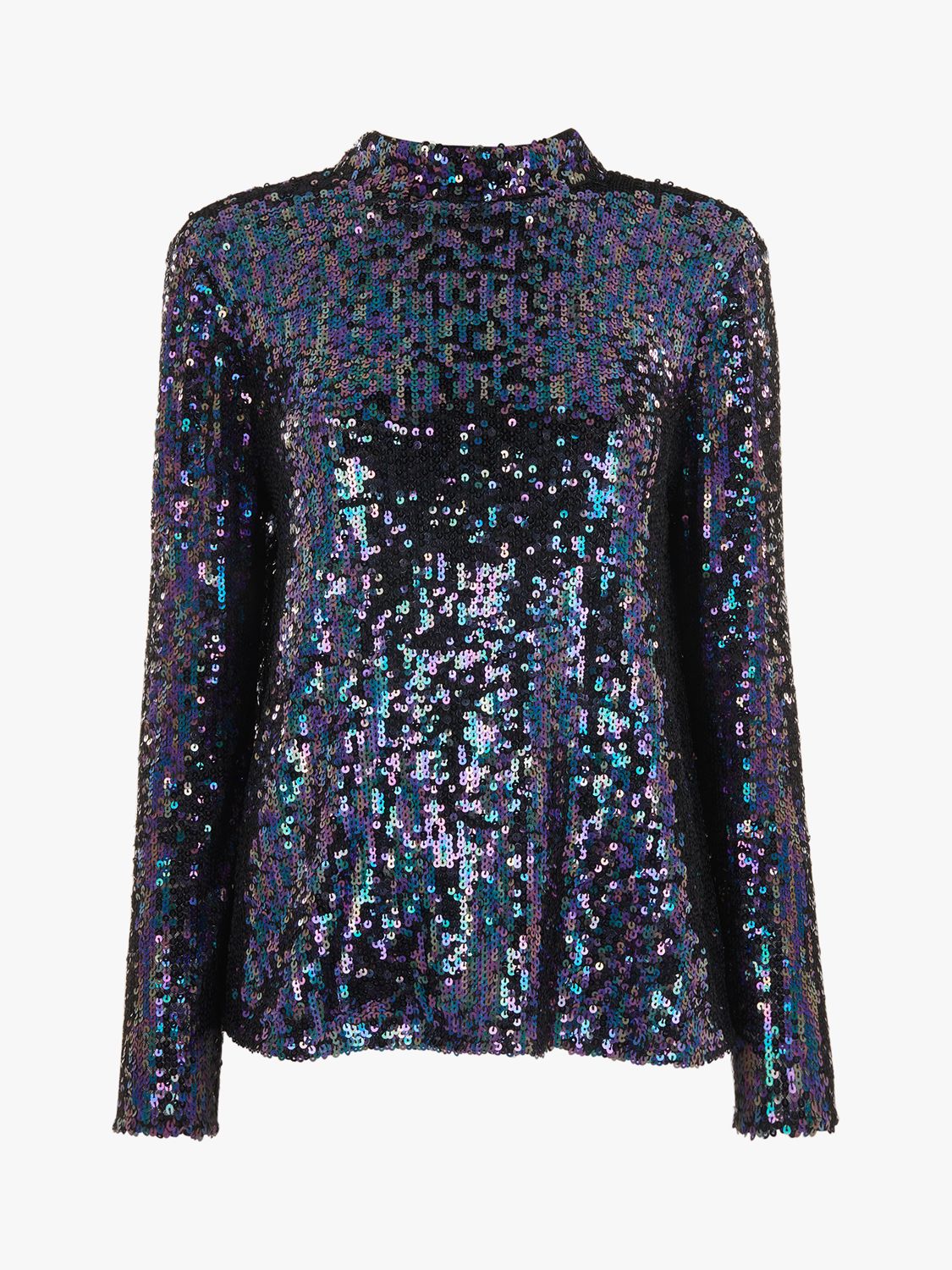 WHISTLES High Neck Sequin Top in Blue | Endource