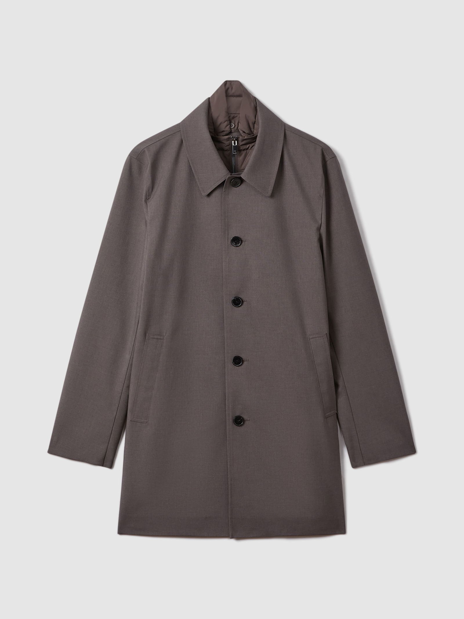 REISS Perrin Jacket With Removable Funnel-Neck Insert in Brown | endource
