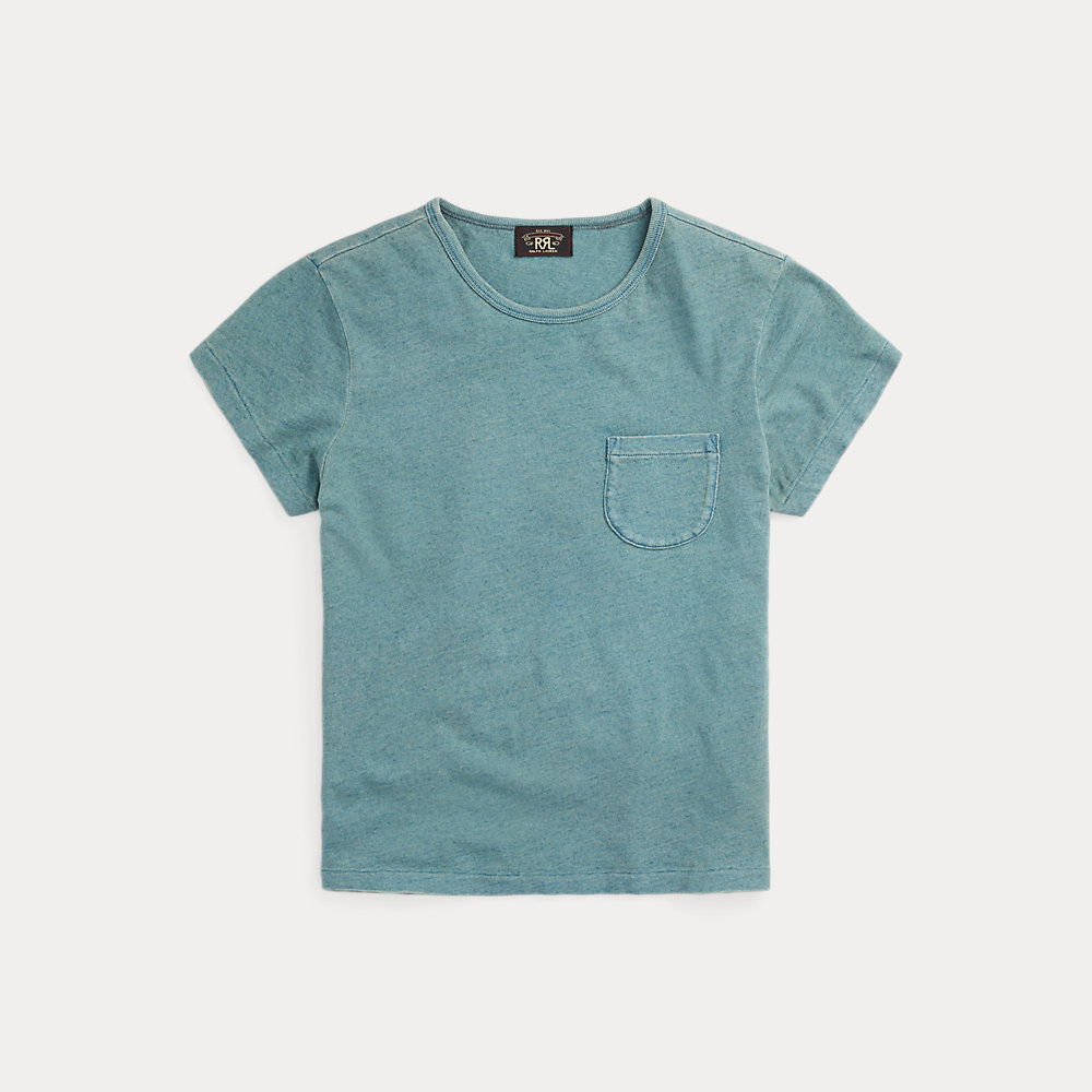 RALPH LAUREN RRL Cotton-Linen Pocket Tee in Blue | endource