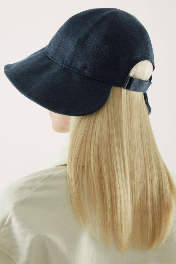 COS Hemp Oversized Visor Hat in Navy | Endource