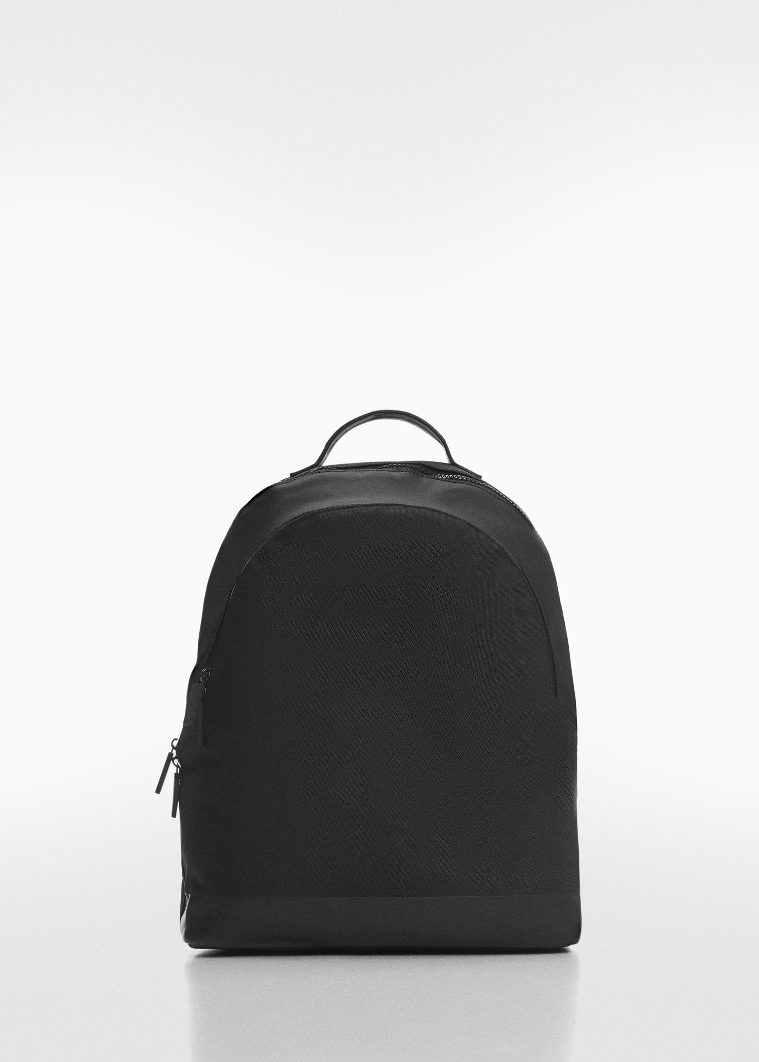 MANGO Water-Repellent Leather Effect Backpack in Black | Endource