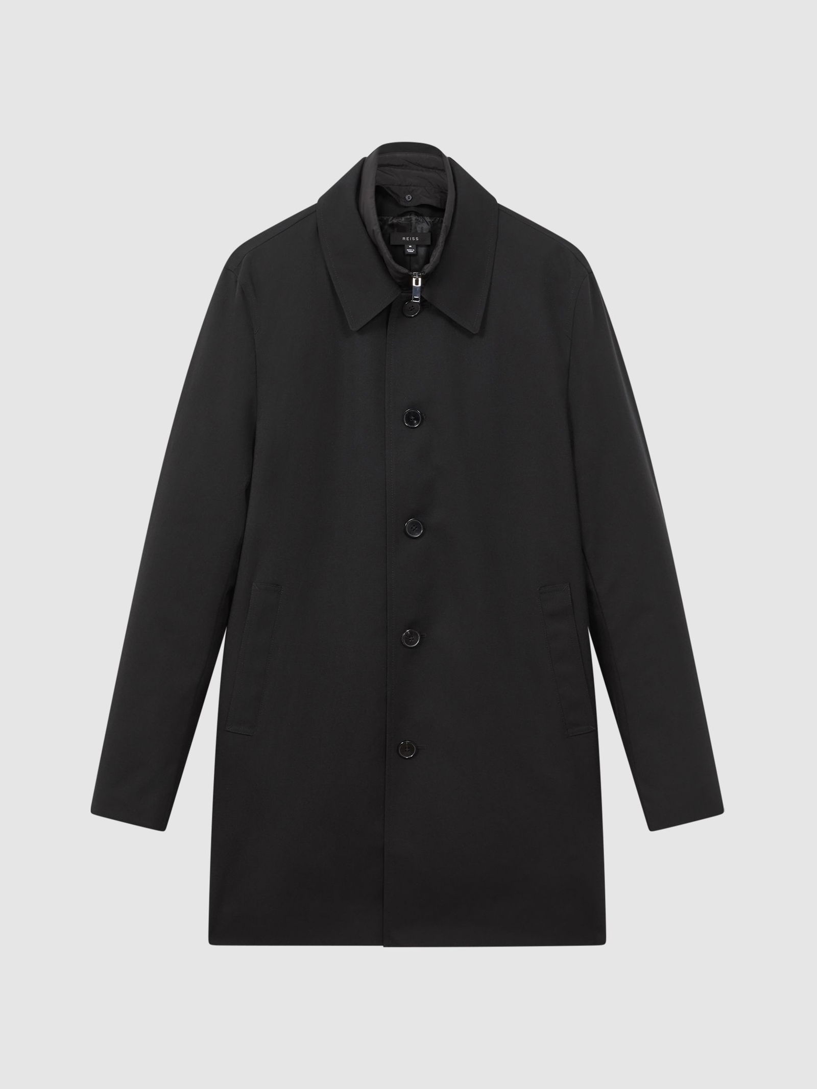 REISS Perrin Mac With Removable Funnel-Neck Insert in Black | endource