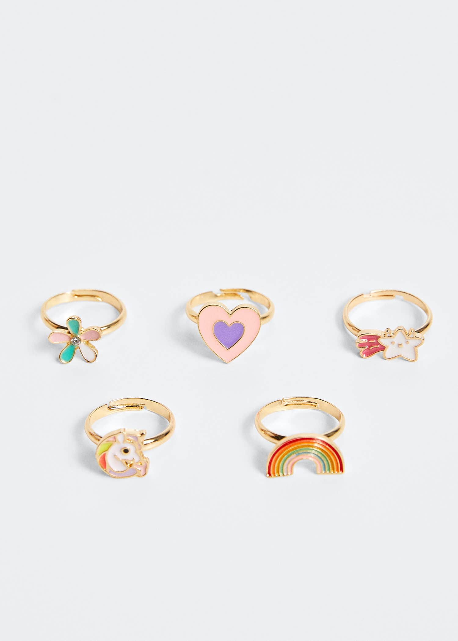 MANGO Pack Of 5 Combined Rings in Gold | Endource
