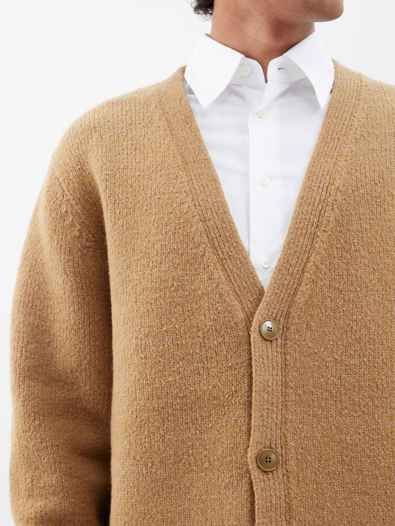 ACNE STUDIOS Korval Textured-Knit Cardigan in Brown | endource