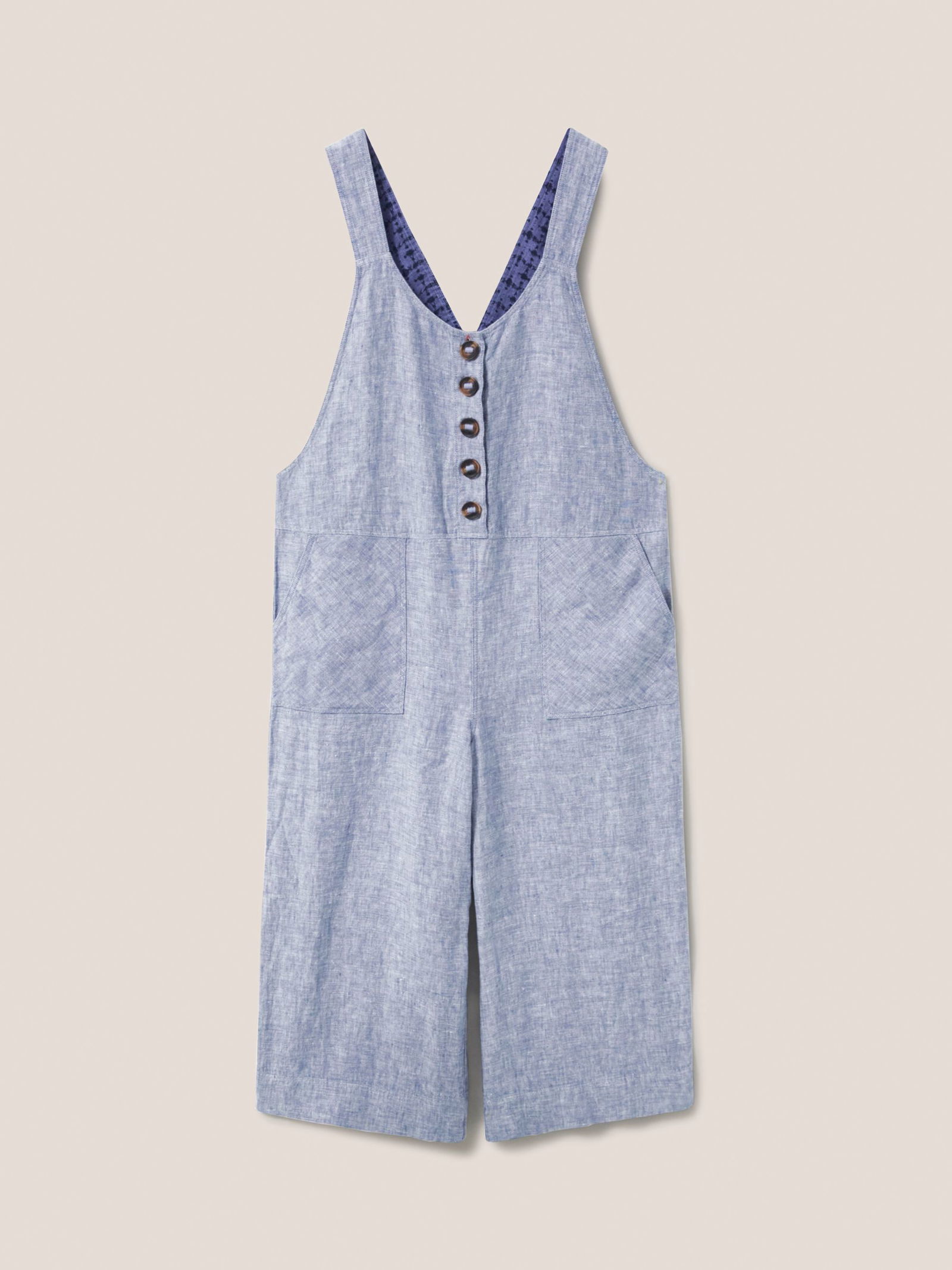 WHITE STUFF Viola Linen Cropped Dungarees | Endource
