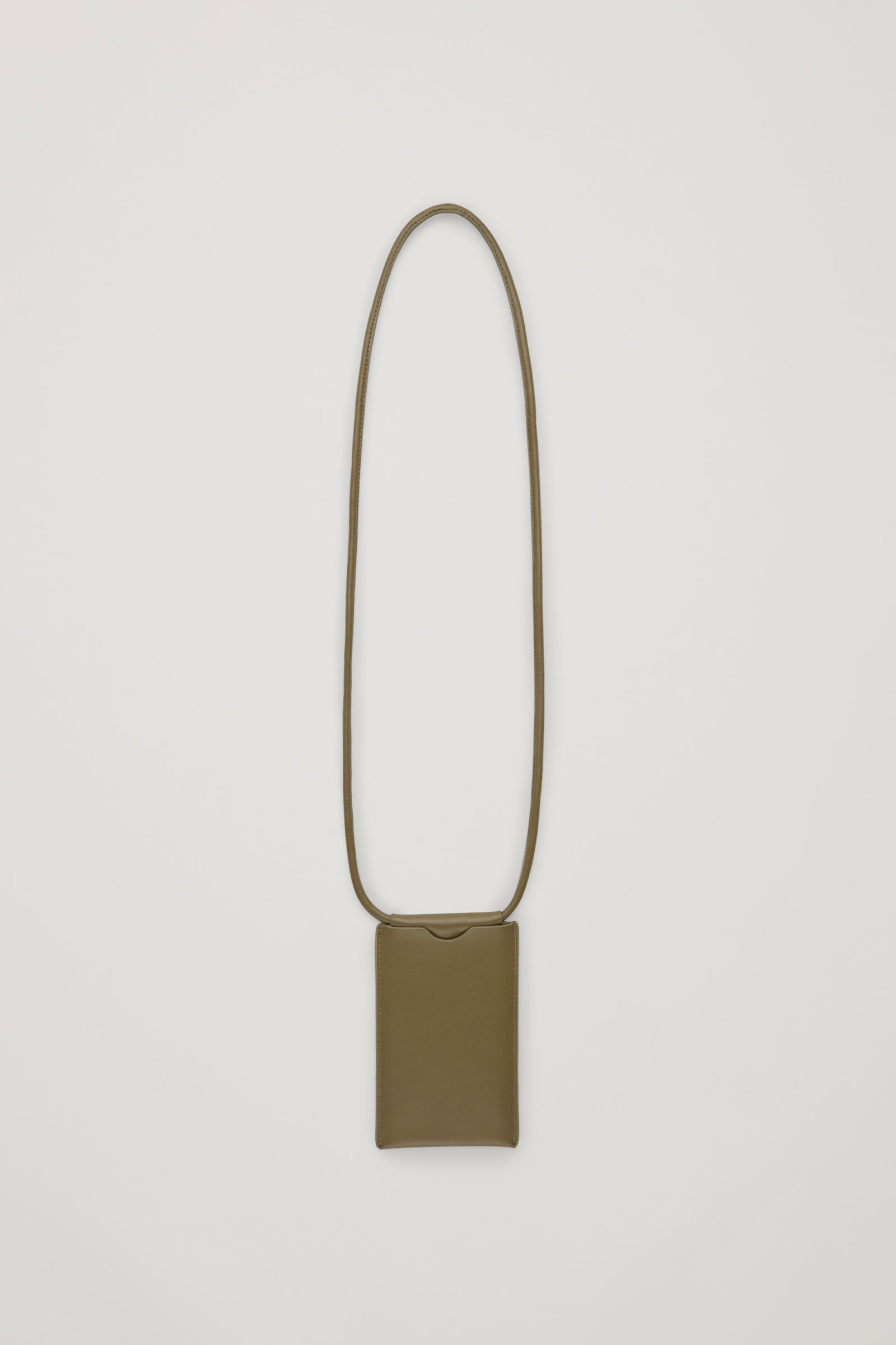 COS Leather Phone Pouch in khaki green | Endource