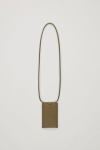 COS Leather Phone Pouch in khaki green | endource