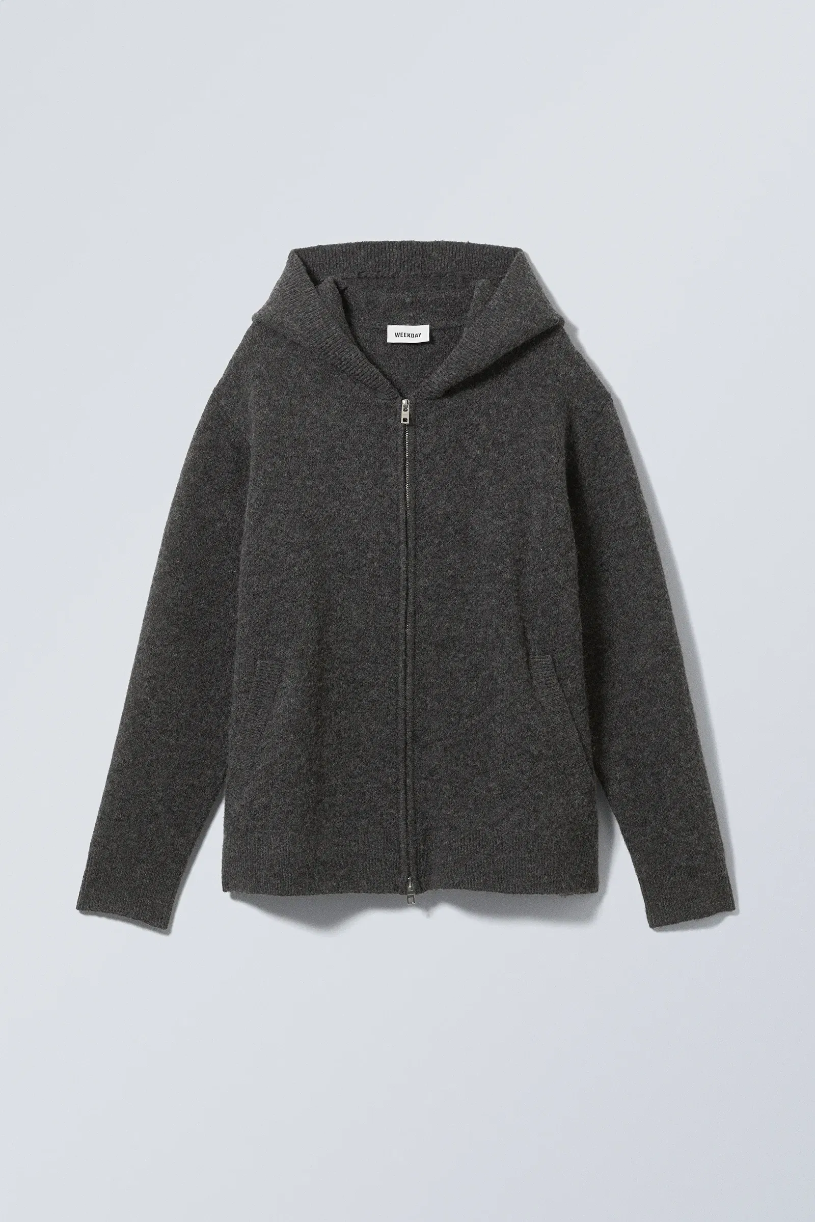 WEEKDAY Logan Oversized Soft Knit Cardigan in Dark Grey | endource