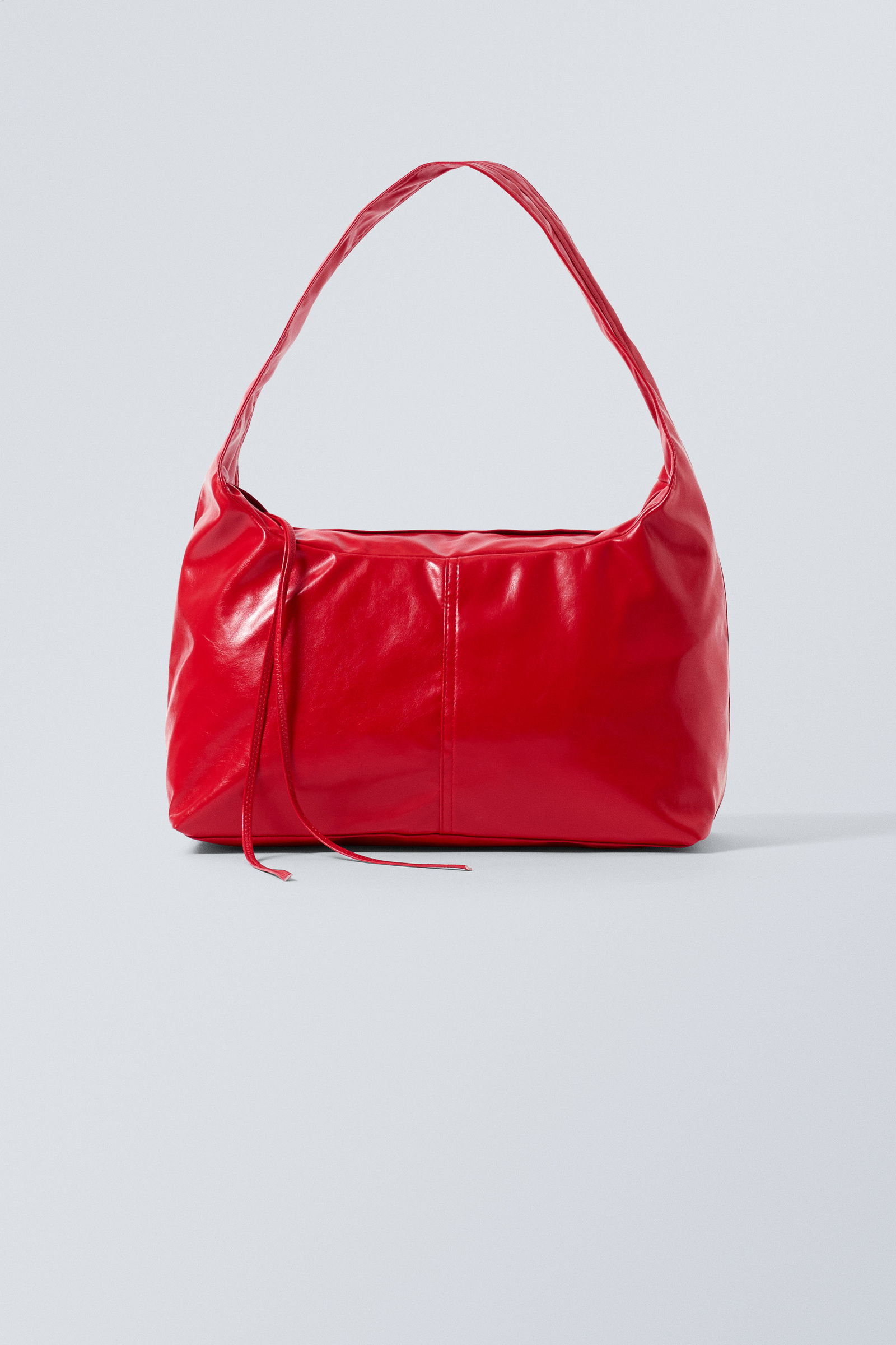 WEEKDAY Coated Rectangular Shoulder Bag in Glossy Red | endource