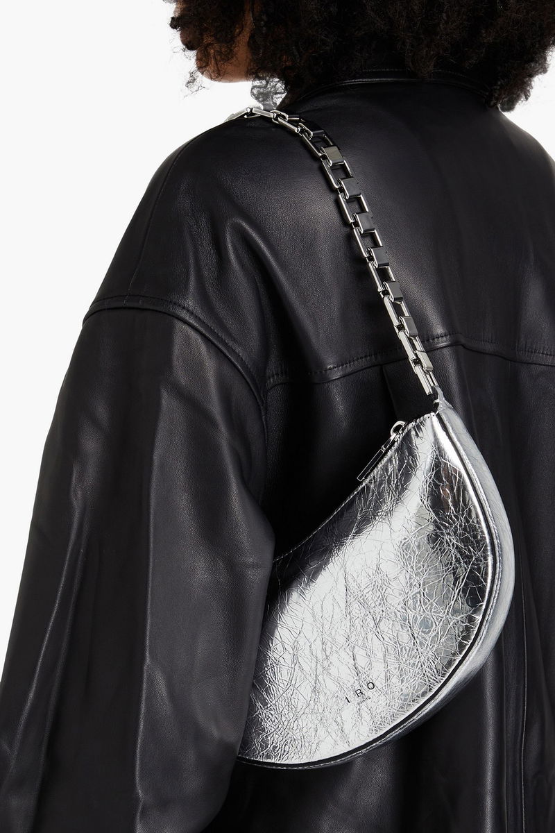 IRO Metallica Cracked-Leather Shoulder Bag in Metallic | Endource