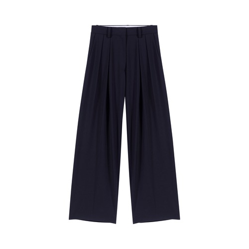 MAJE Wide Boyfriend-Style Pants in Noir | endource