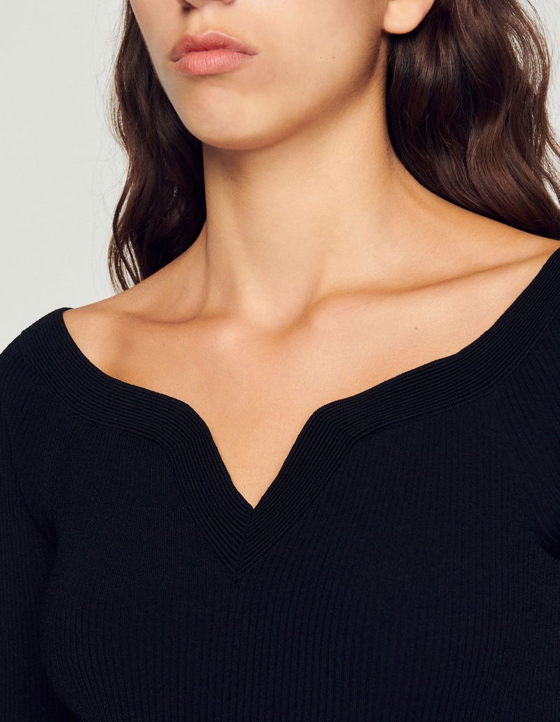 SANDRO Knit Bodysuit With Sweetheart Neck | Endource