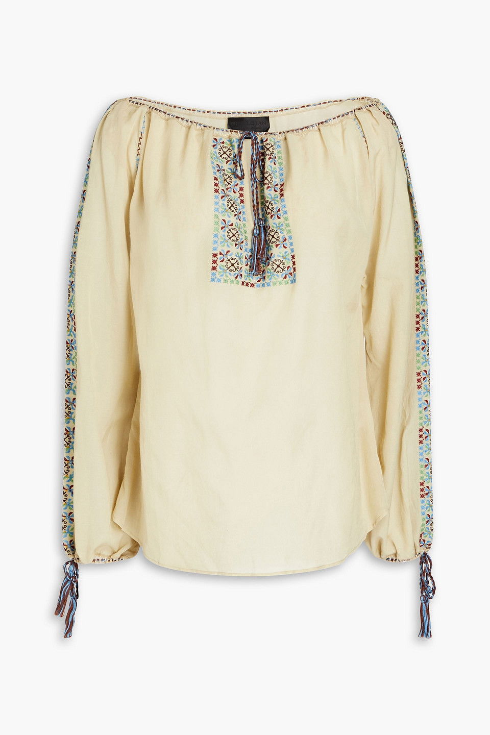 NILI LOTAN Diandra Embroidered Voile Blouse in Green | Endource